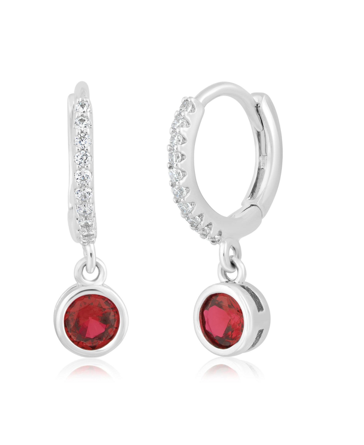 Click here for Simona Round Bezel Birthstone Small Cz Charm Hoops... prices
