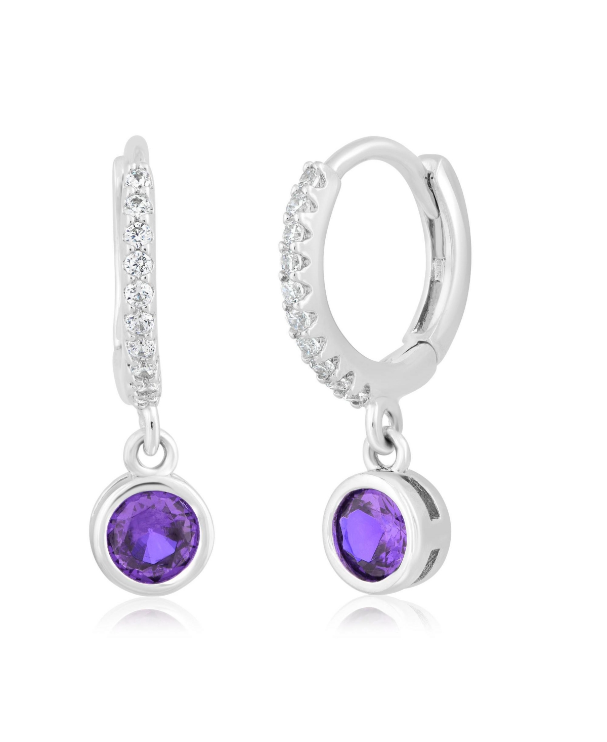 Click here for Simona Round Bezel Birthstone Small Cz Charm Hoops... prices