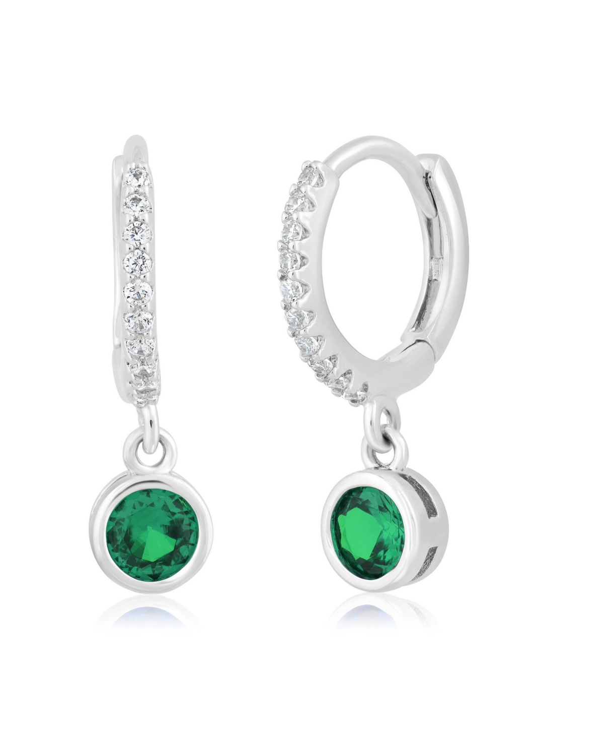 Click here for Simona Round Bezel Birthstone Small Cz Charm Hoops... prices