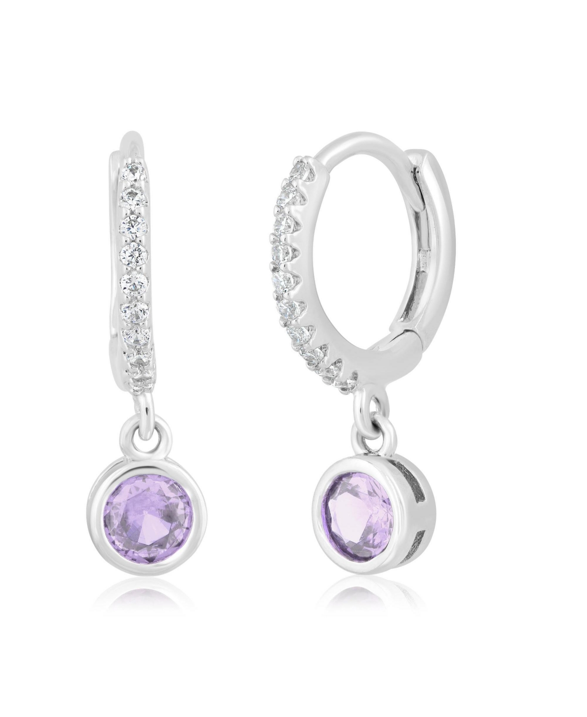 Click here for Simona Round Bezel Birthstone Small Cz Charm Hoops... prices