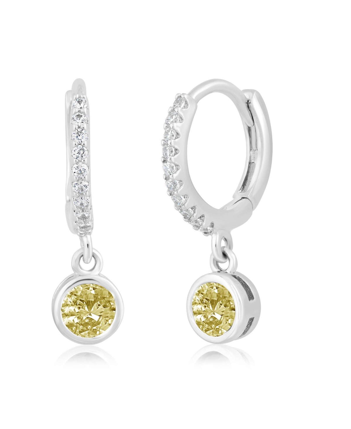 Click here for Simona Round Bezel Birthstone Small Cz Charm Hoops... prices