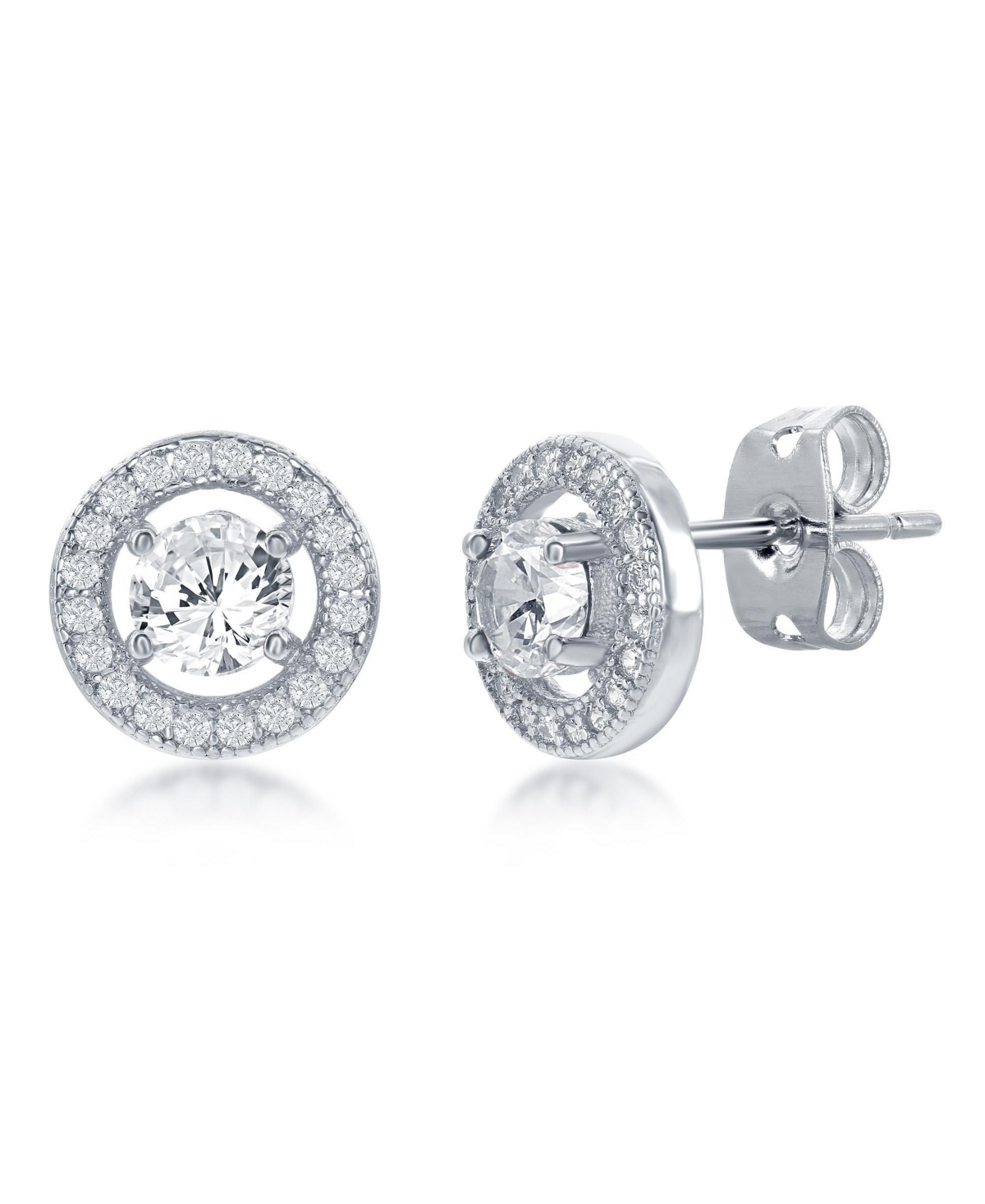 Click here for Simona Elegant Round Halo Cz Stud Earrings - Silve... prices