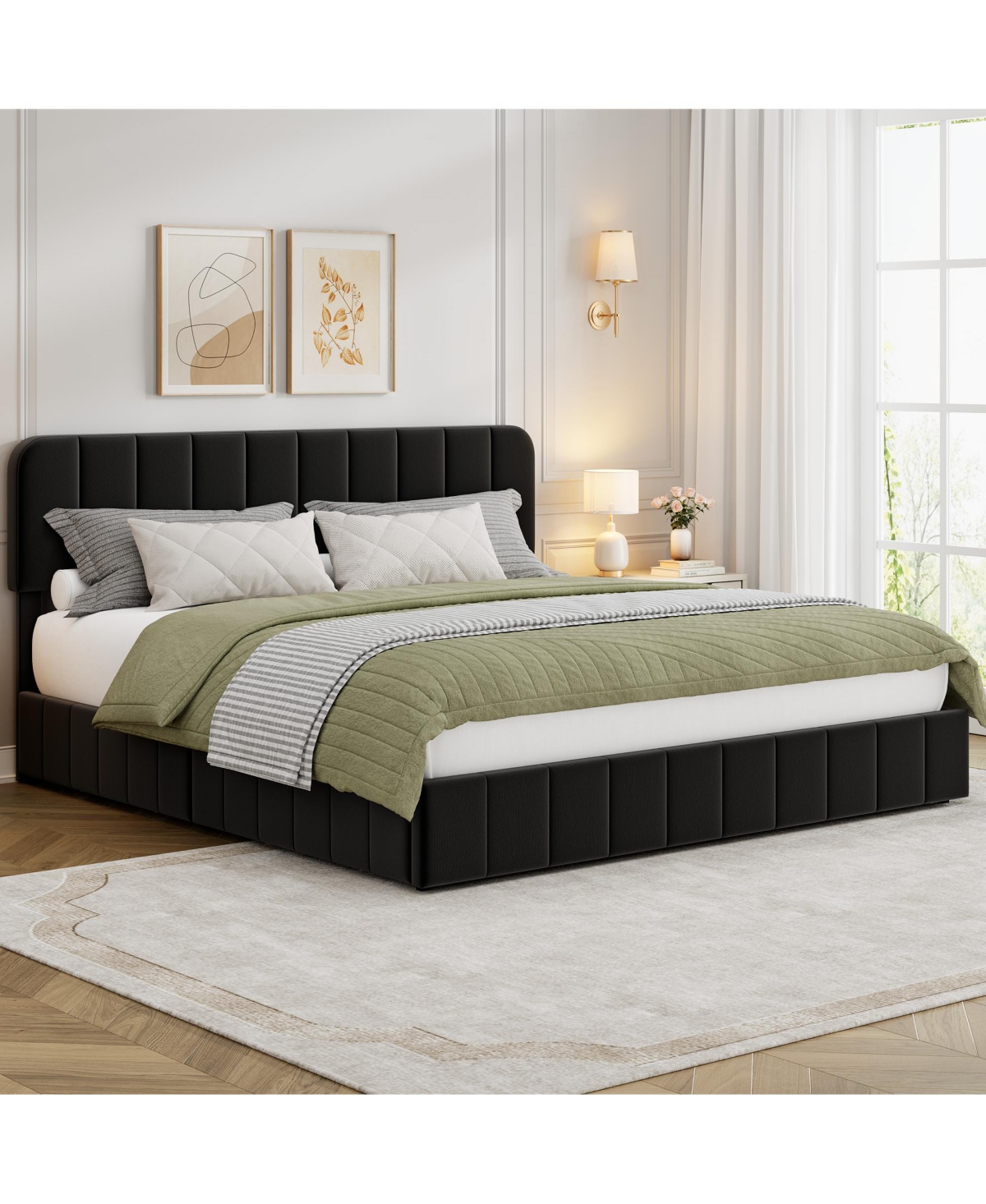 Click here for gaomon Velvet Upholstered Platform Bed with 4 Stor... prices