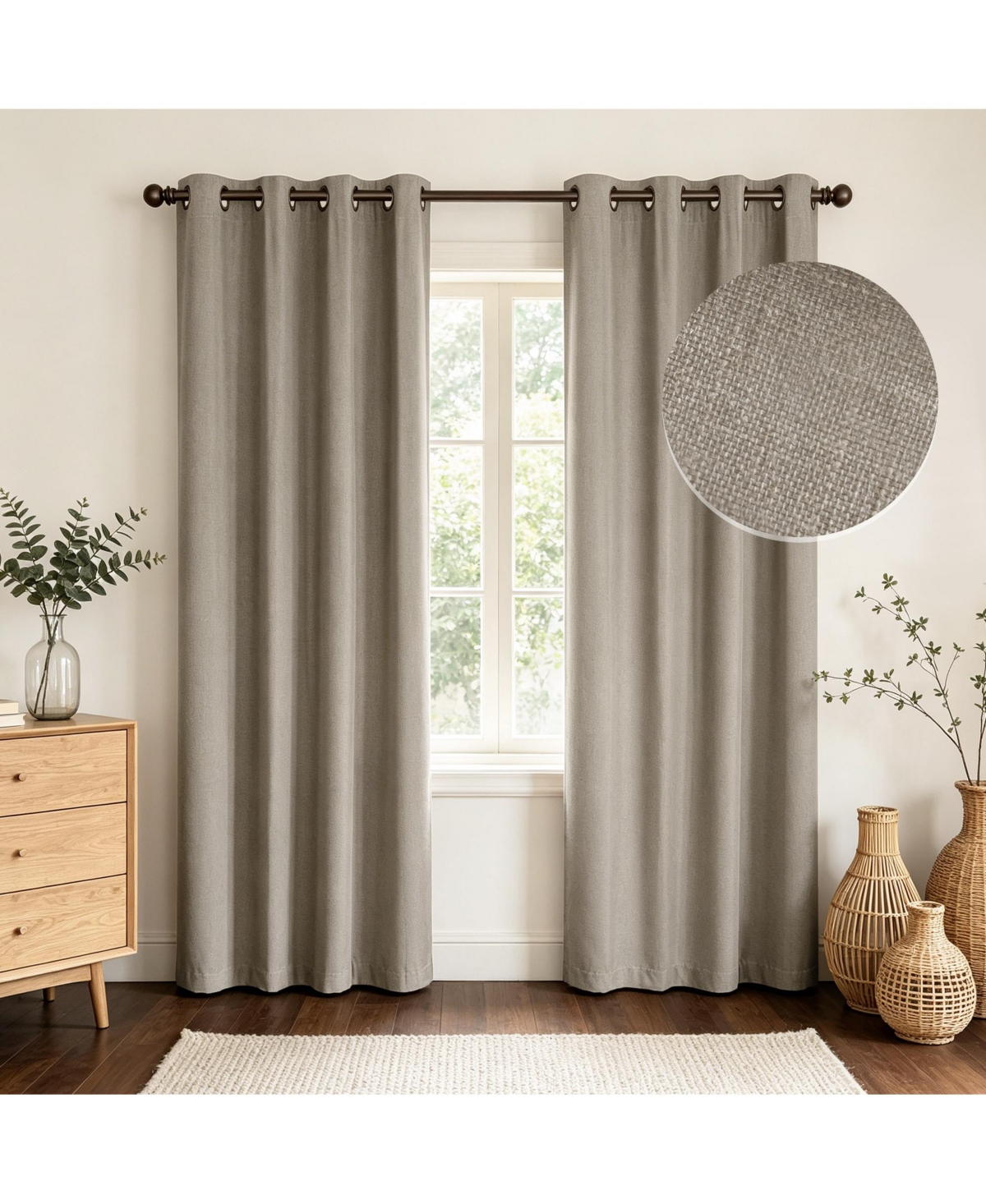Click here for Linen Slub Blackout Grommet Pair (2 Panels)  52&#x... prices