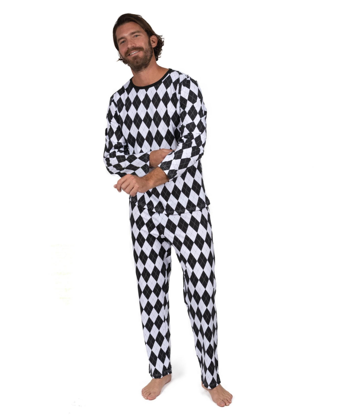 Click here for Leveret Mens 2-piece. Cotton Loose Fit Argyle Paja... prices