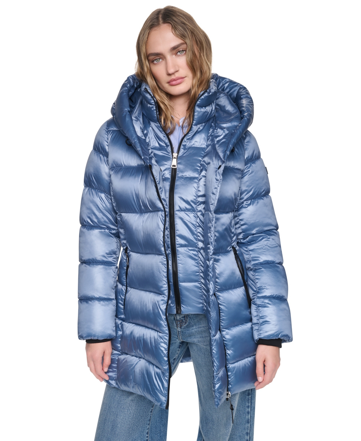 Click here for Dkny Womens Pearlized Hooded Walker with Bib Coat... prices