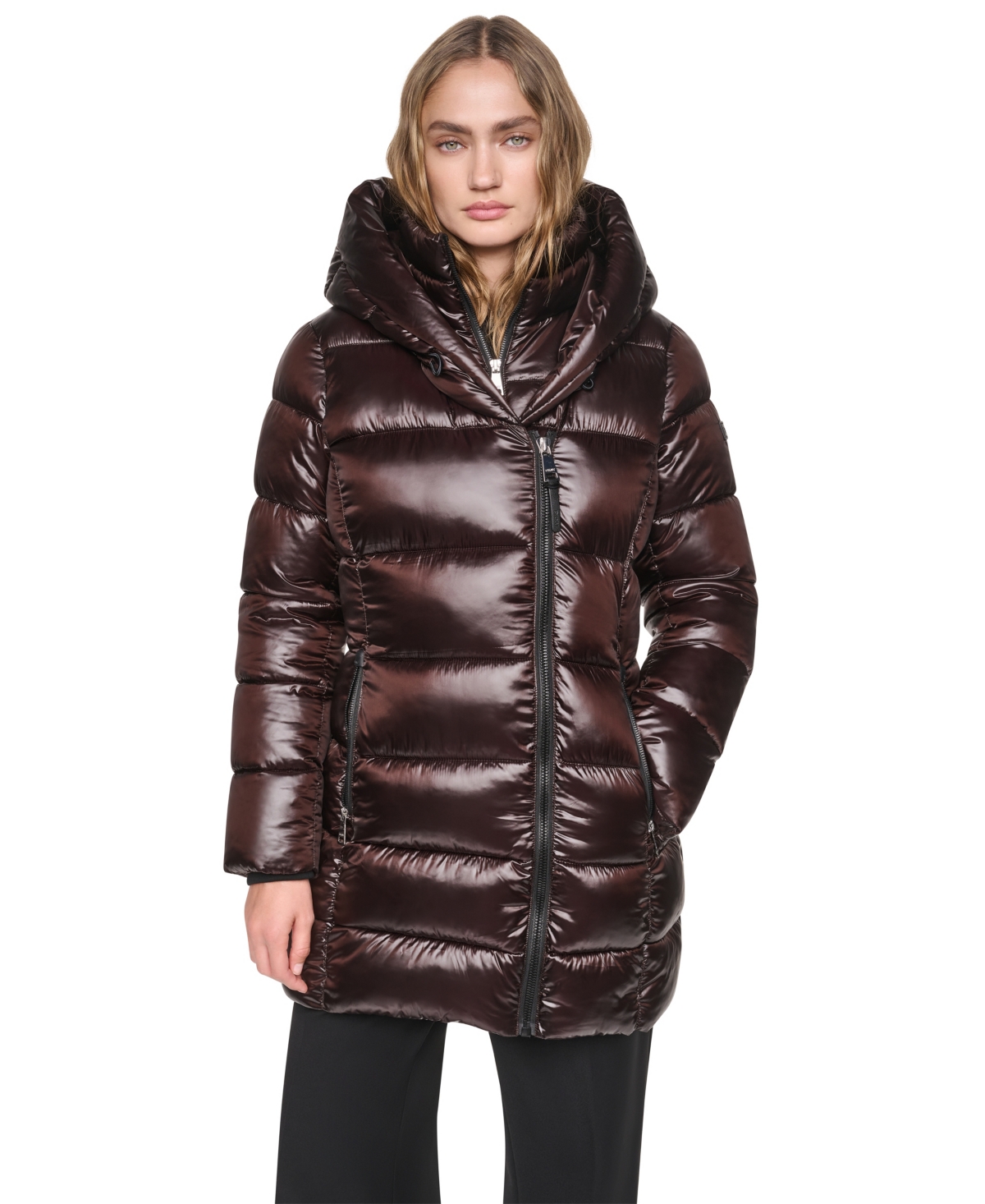 Click here for Dkny Womens Pearlized Hooded Walker with Bib Coat... prices