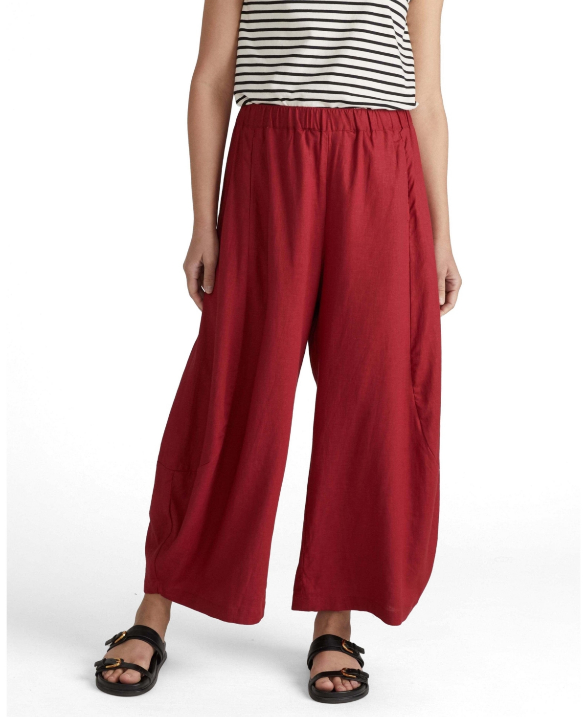 Click here for Universal Standard Plus Size Cosma Barrel Linen Pa... prices