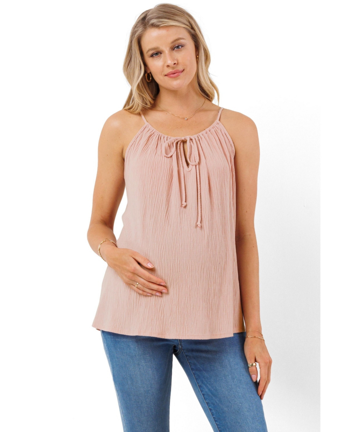 Click here for Hello Miz Womens Maternity Sleeveless Tie Front Sc... prices