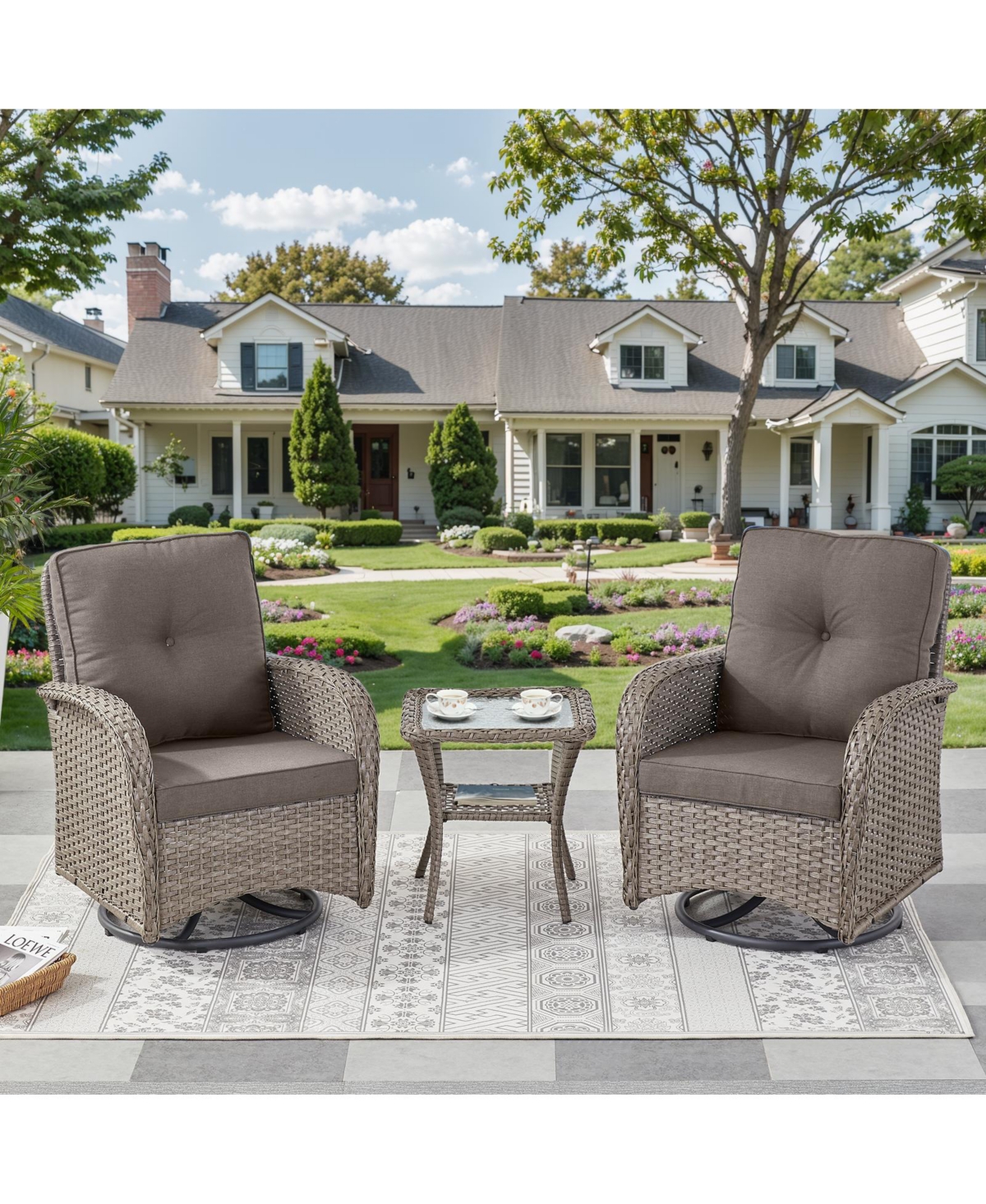 Click here for Pocassy 3Pieces Patio Furniture Set  Outdoor Swive... prices