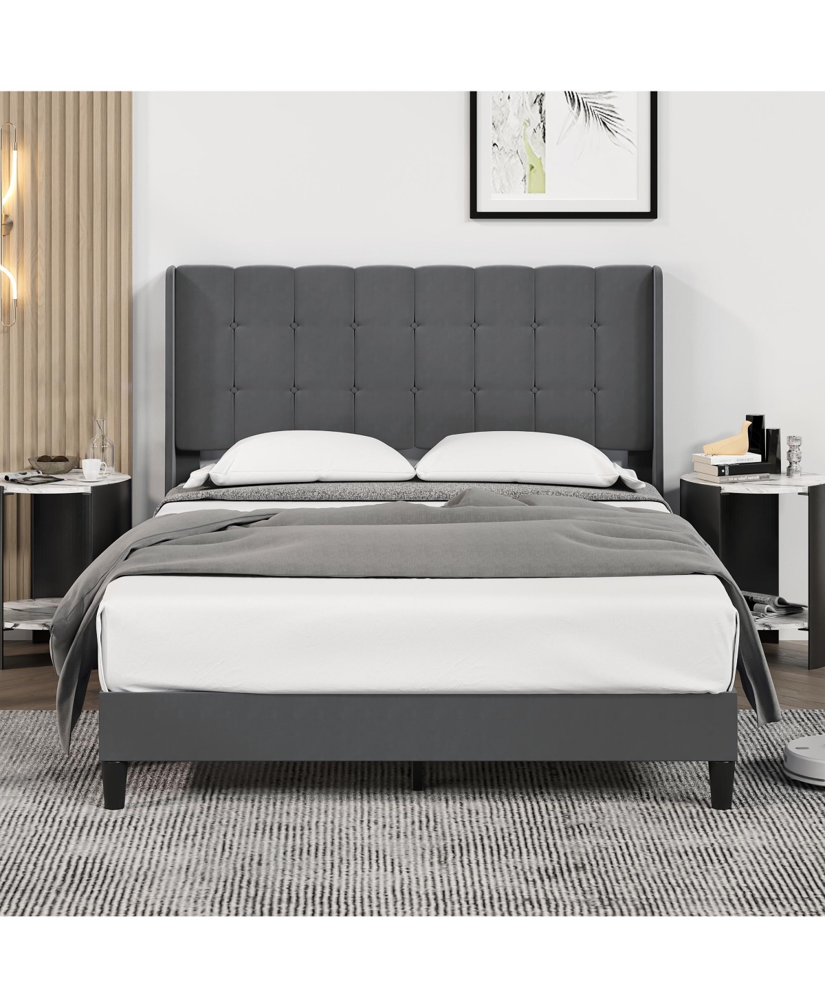 Click here for homfan Bed Frame Platform Bed Frame with Upholster... prices