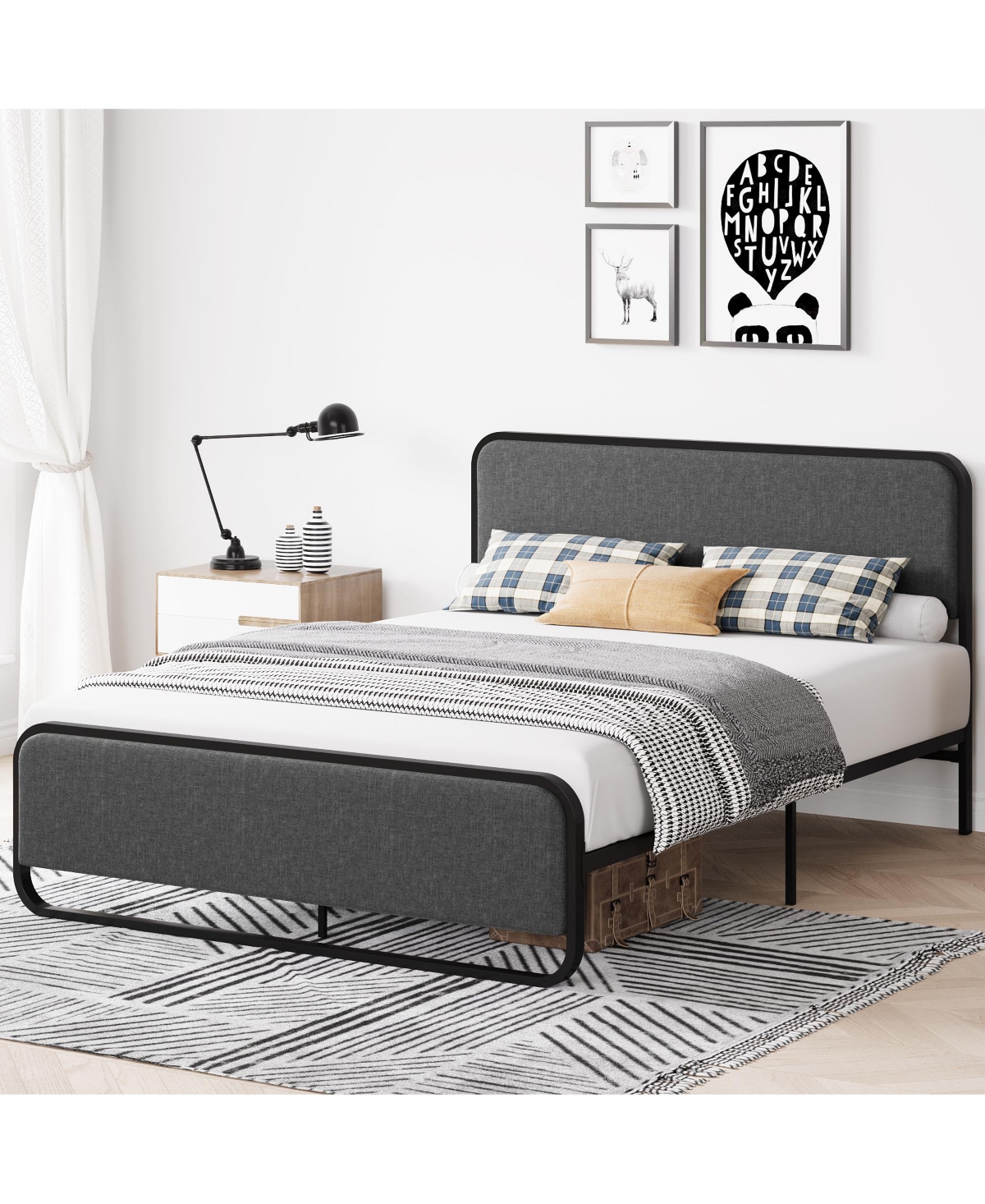 Click here for homfan Modern Platform Upholstered Bed Frame with... prices