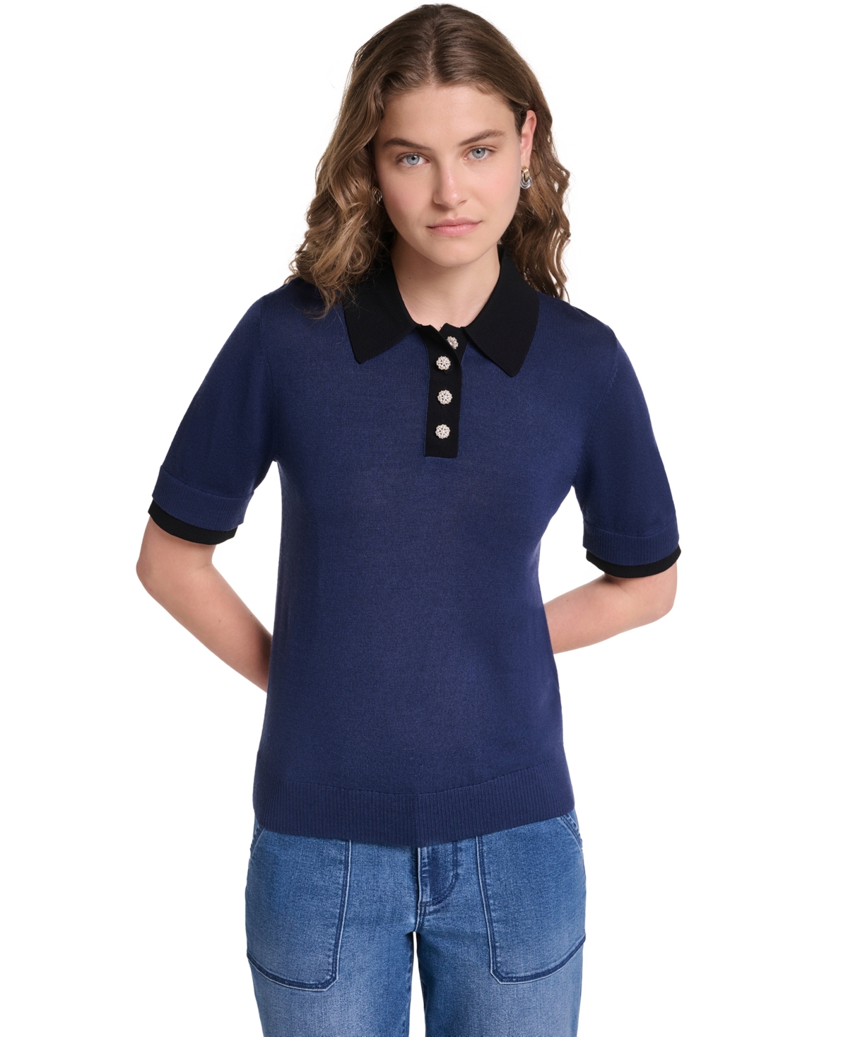 Click here for Karl Lagerfeld Paris Petite Johnny Collar Sweater... prices