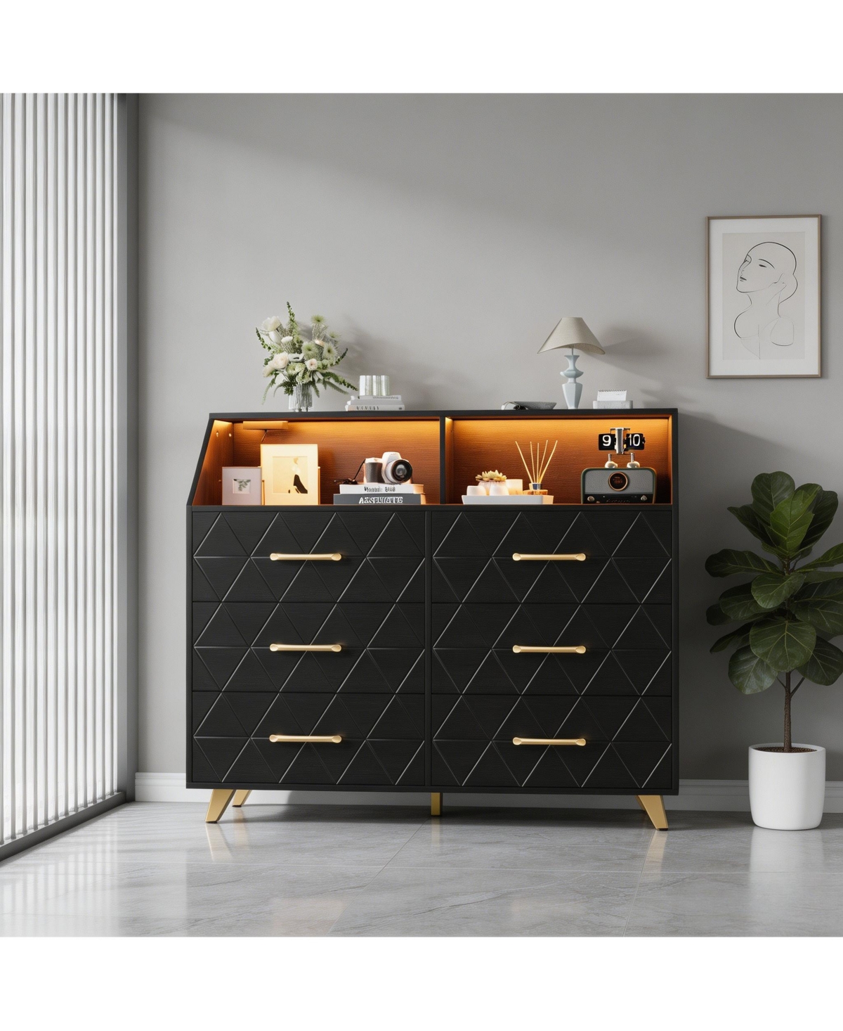 Click here for homfan 6-Drawer Dresser with Charging Station and... prices