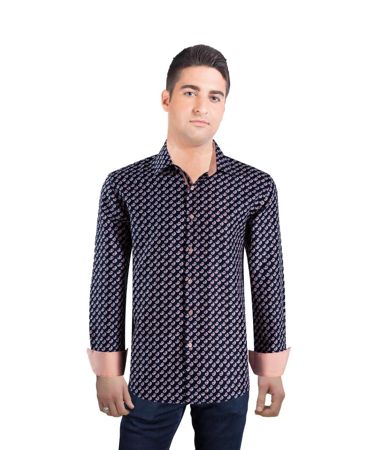Click here for Elie Balleh Mens Slim Fit Paisley Print Shirt - Na... prices