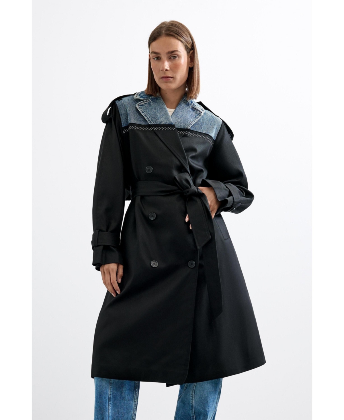 Click here for Desigual Womens Long trench coat - Black prices