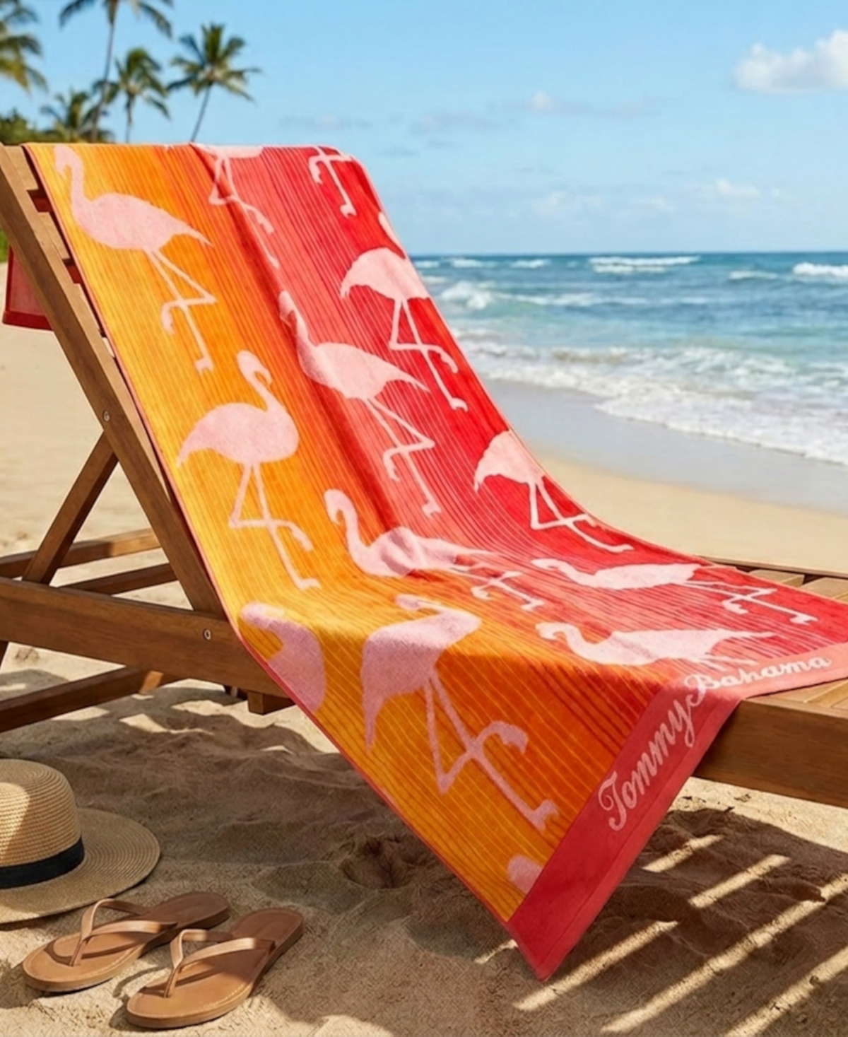 Click here for Tommy Bahama Flamingo Sunrise Yarn Dyed Beach Towe... prices