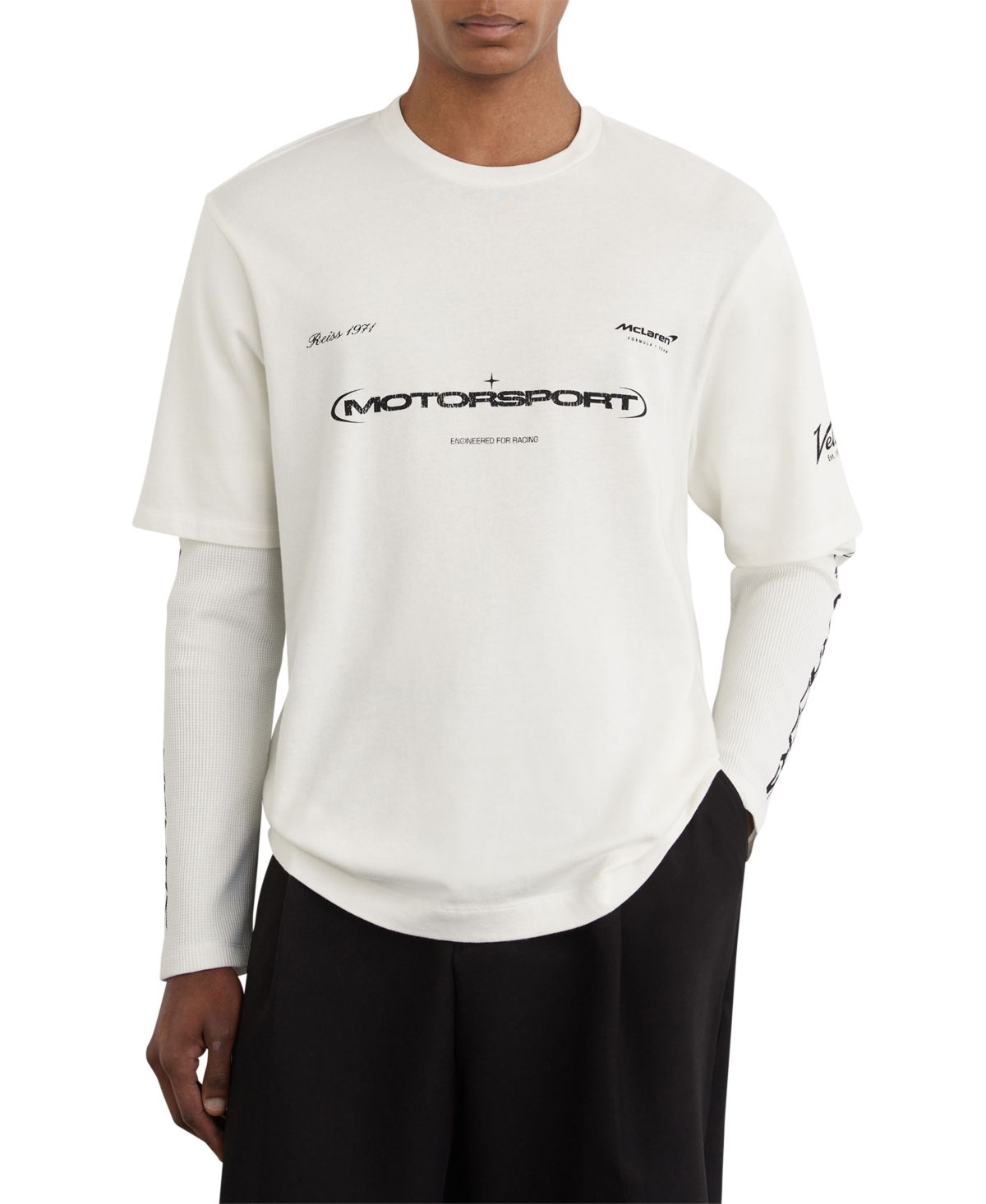Click here for Reiss Mens Rovik Mclaren Double Layer T-Shirt - Wh... prices