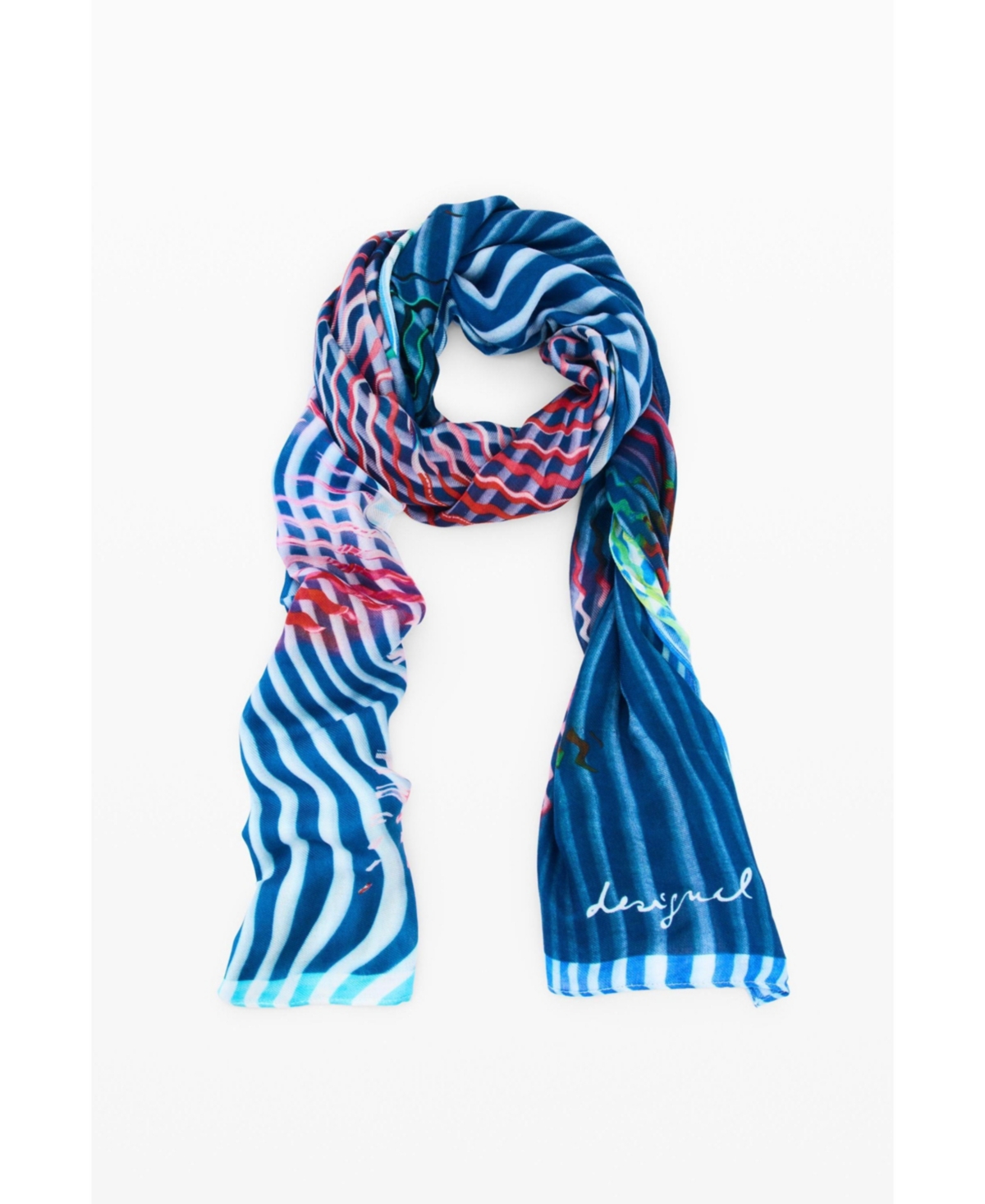 Click here for Desigual Womens Rectangular floral foulard - Blue prices