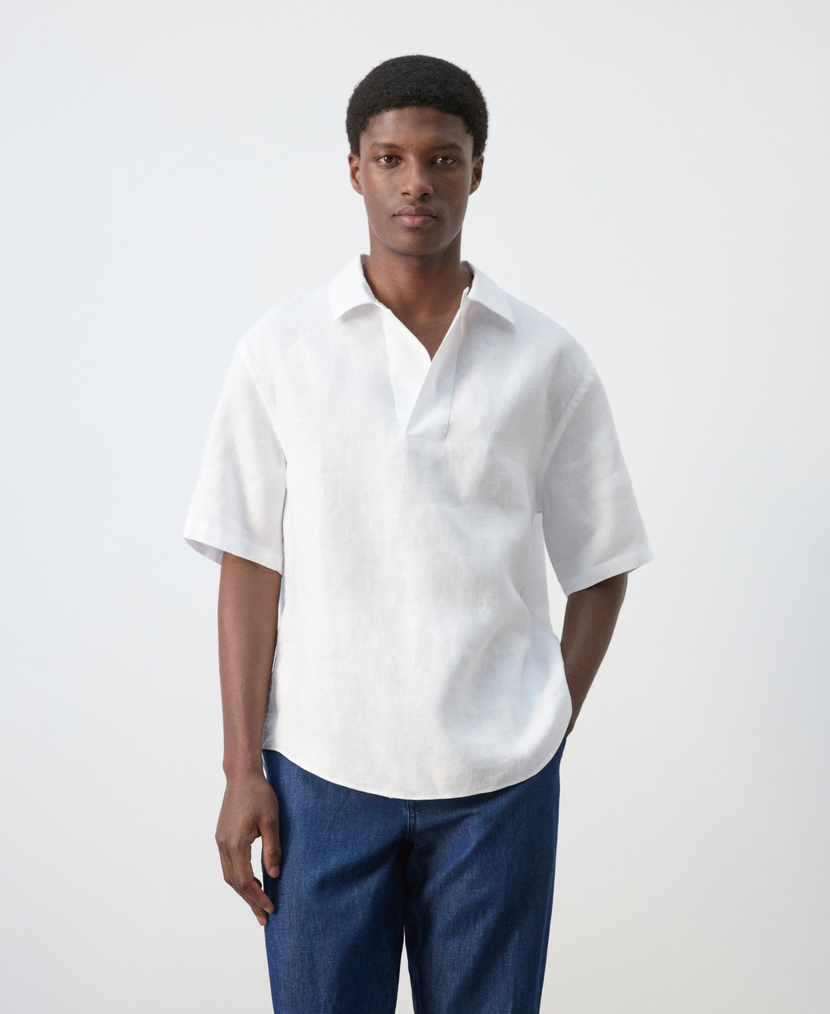Click here for Mango Mens Linen Polo Shirt - White prices