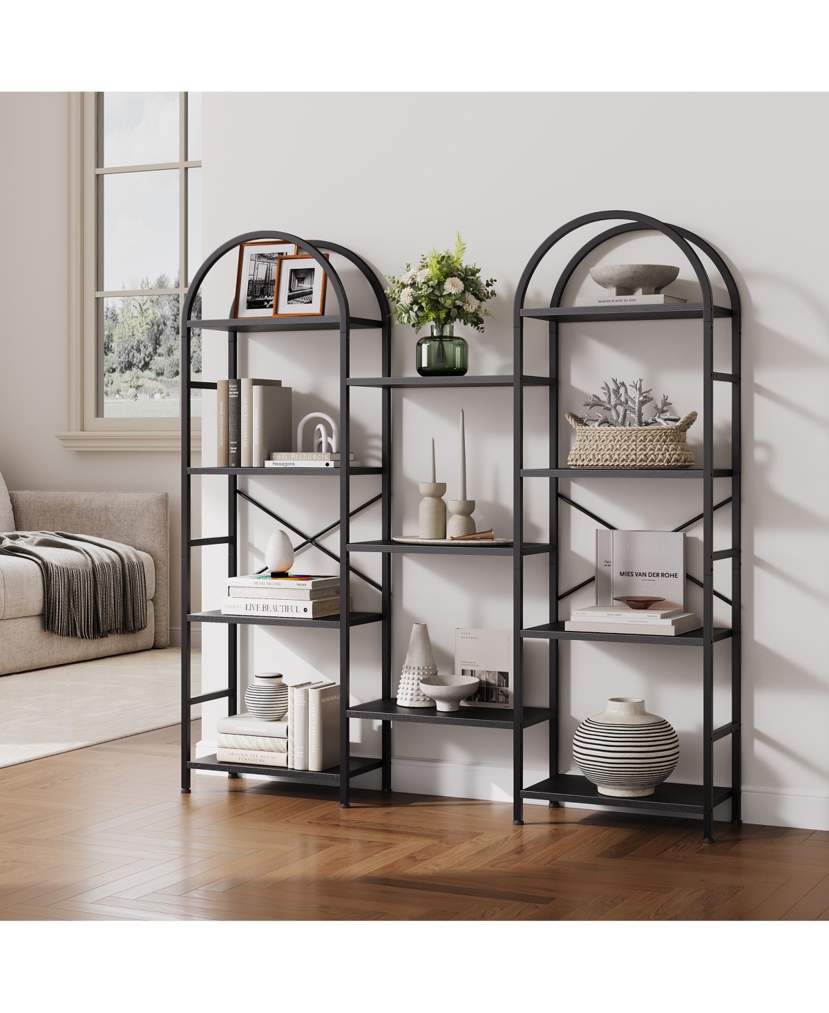 Click here for homfan Industrial Bookshelf  62 Inch Metal and Woo... prices