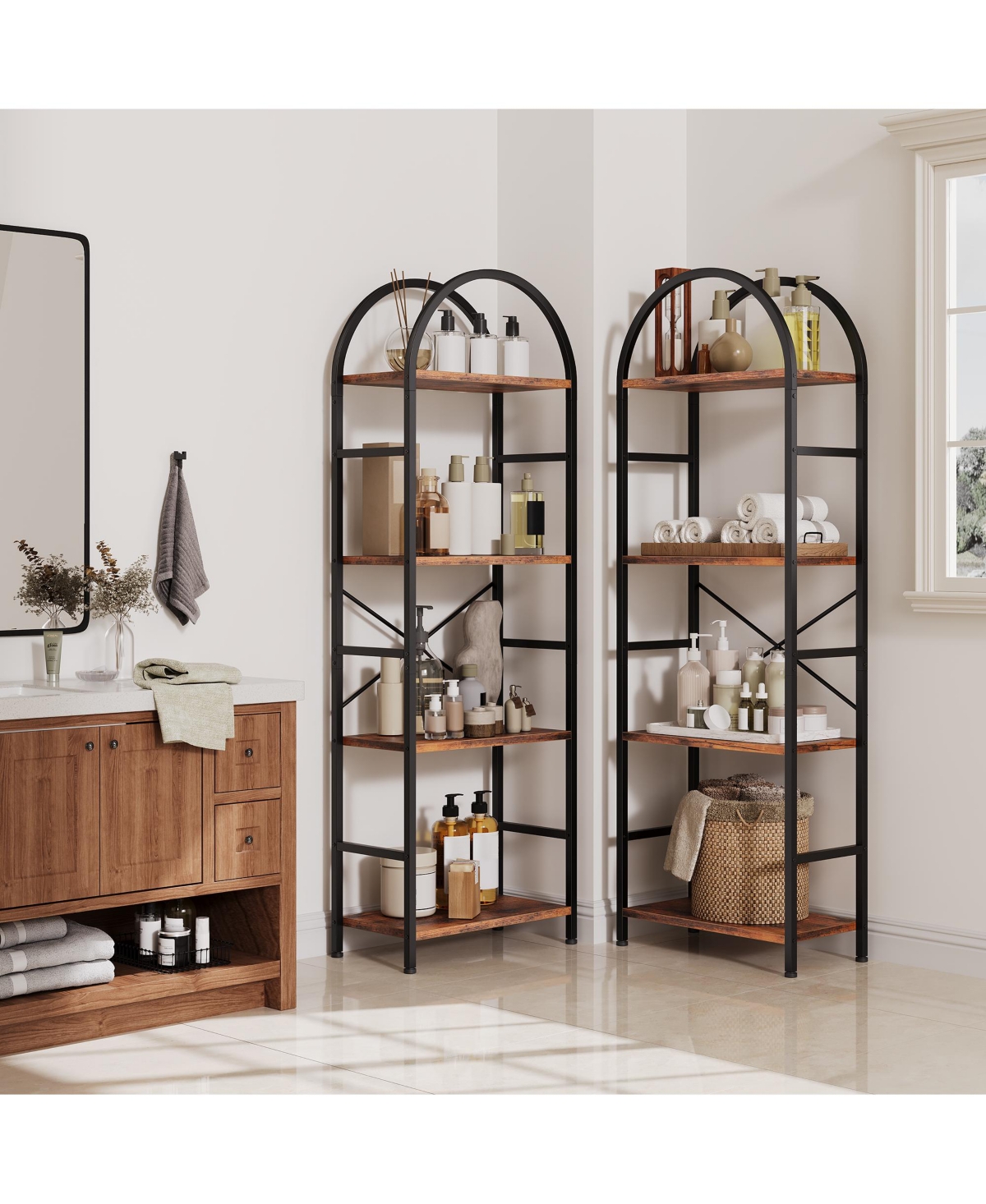 Click here for homfan Industrial Bookshelf  62 Inch Metal and Woo... prices