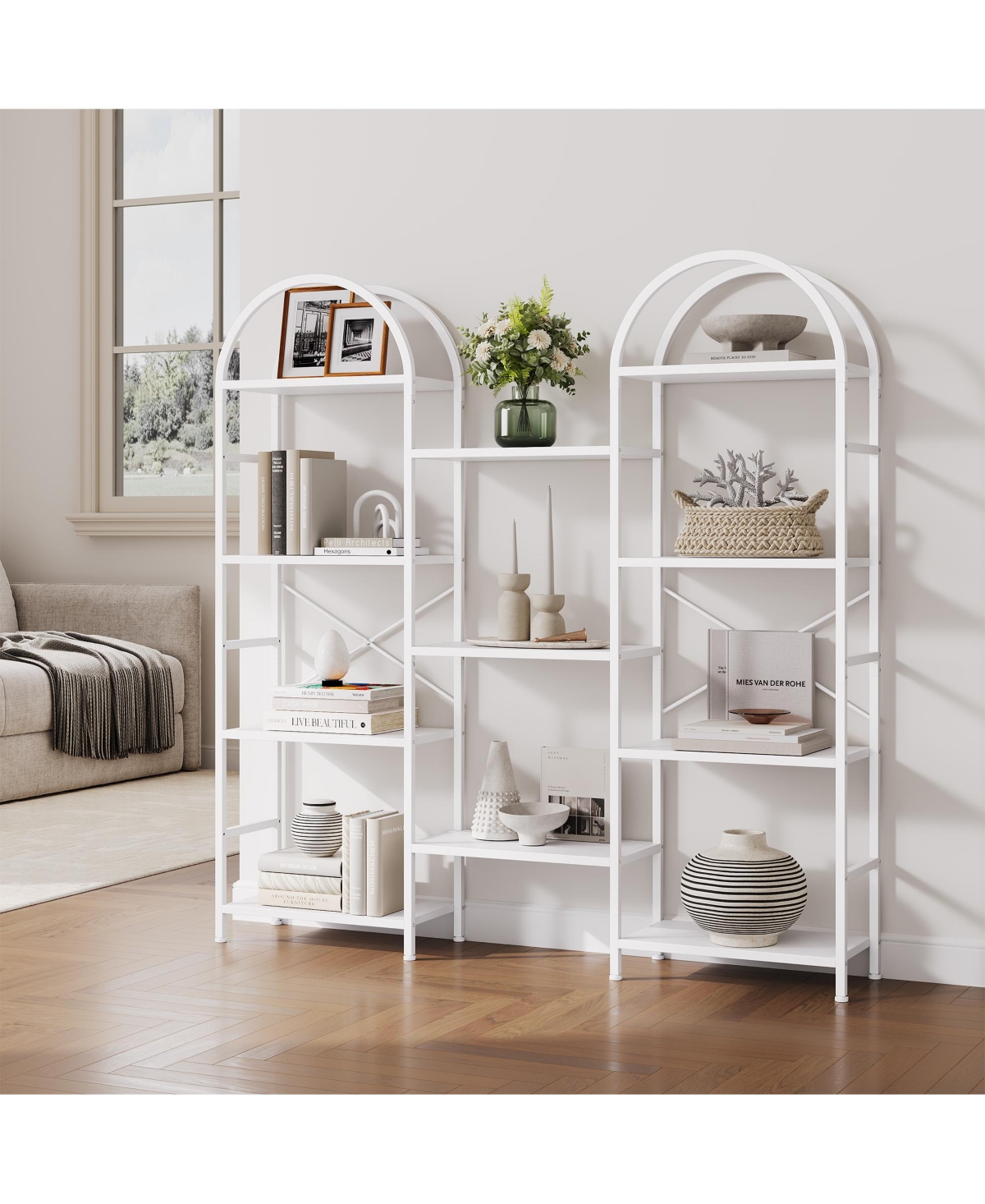 Click here for homfan Industrial Bookshelf  62 Inch Metal and Woo... prices