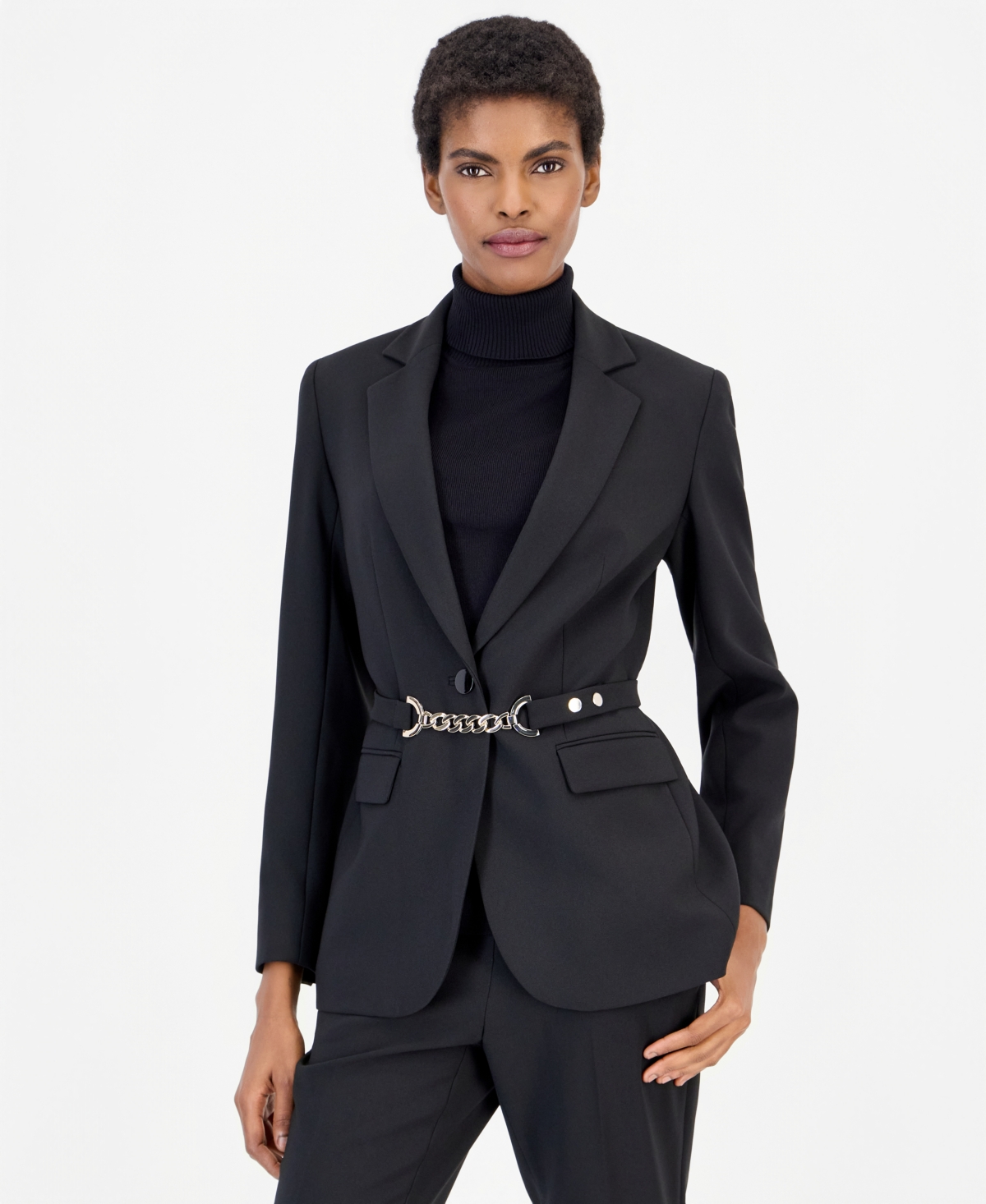 Click here for Anne Klein Womens Notch Collar Belted Blazer - Ann... prices