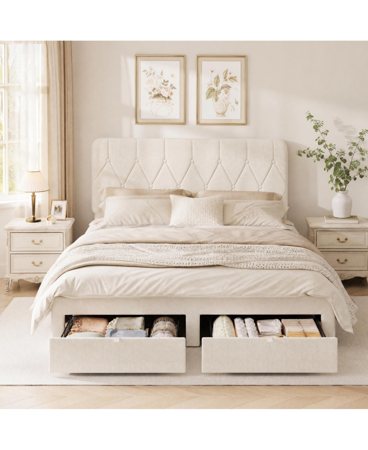 Click here for Homfan Headboard bed frame - White prices