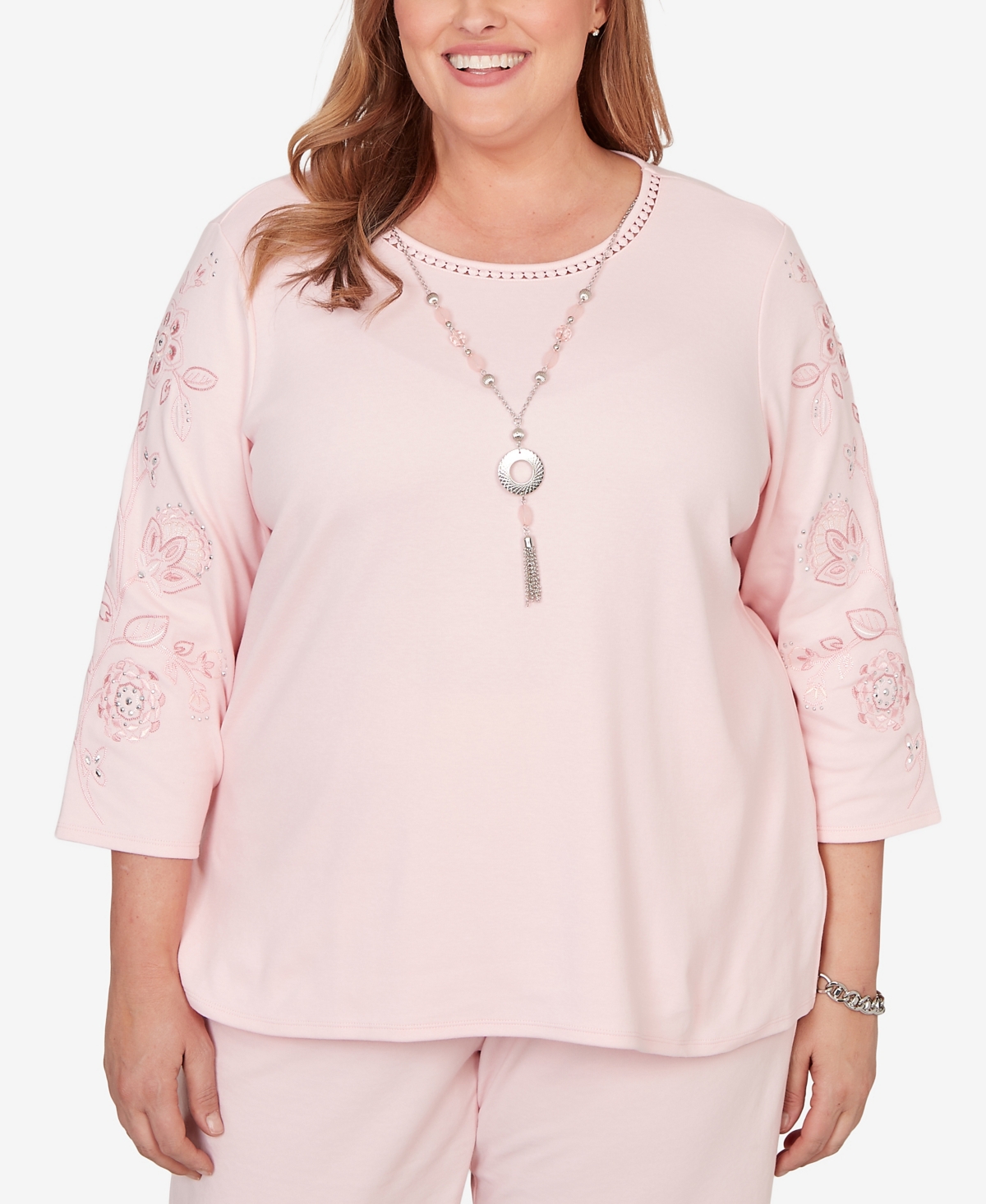 Click here for Alfred Dunner Plus Size Embroidered Floral Sleeve... prices