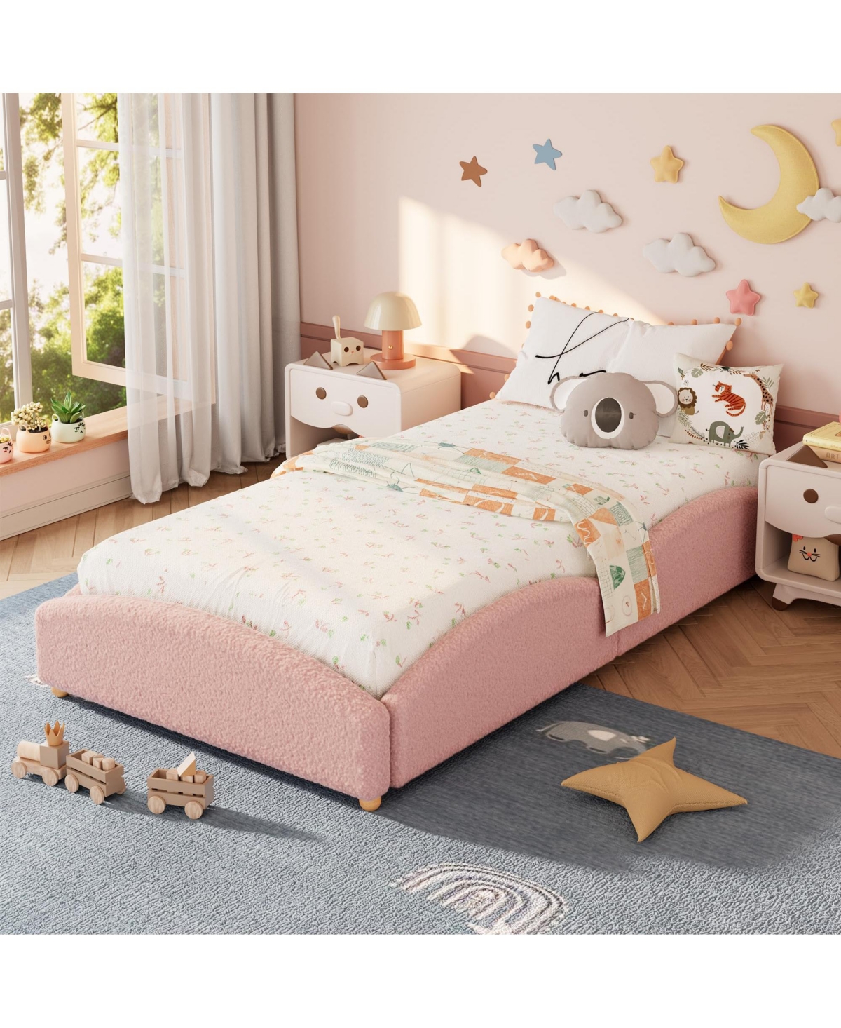 Click here for homfan Upholstered Floor Bed for Kids  Teddy Fabri... prices