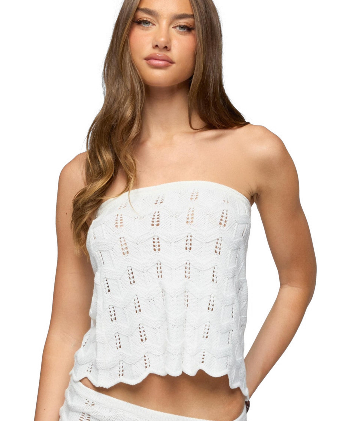 Click here for Edikted Womens Isola Strapless Crochet Top - Cream prices