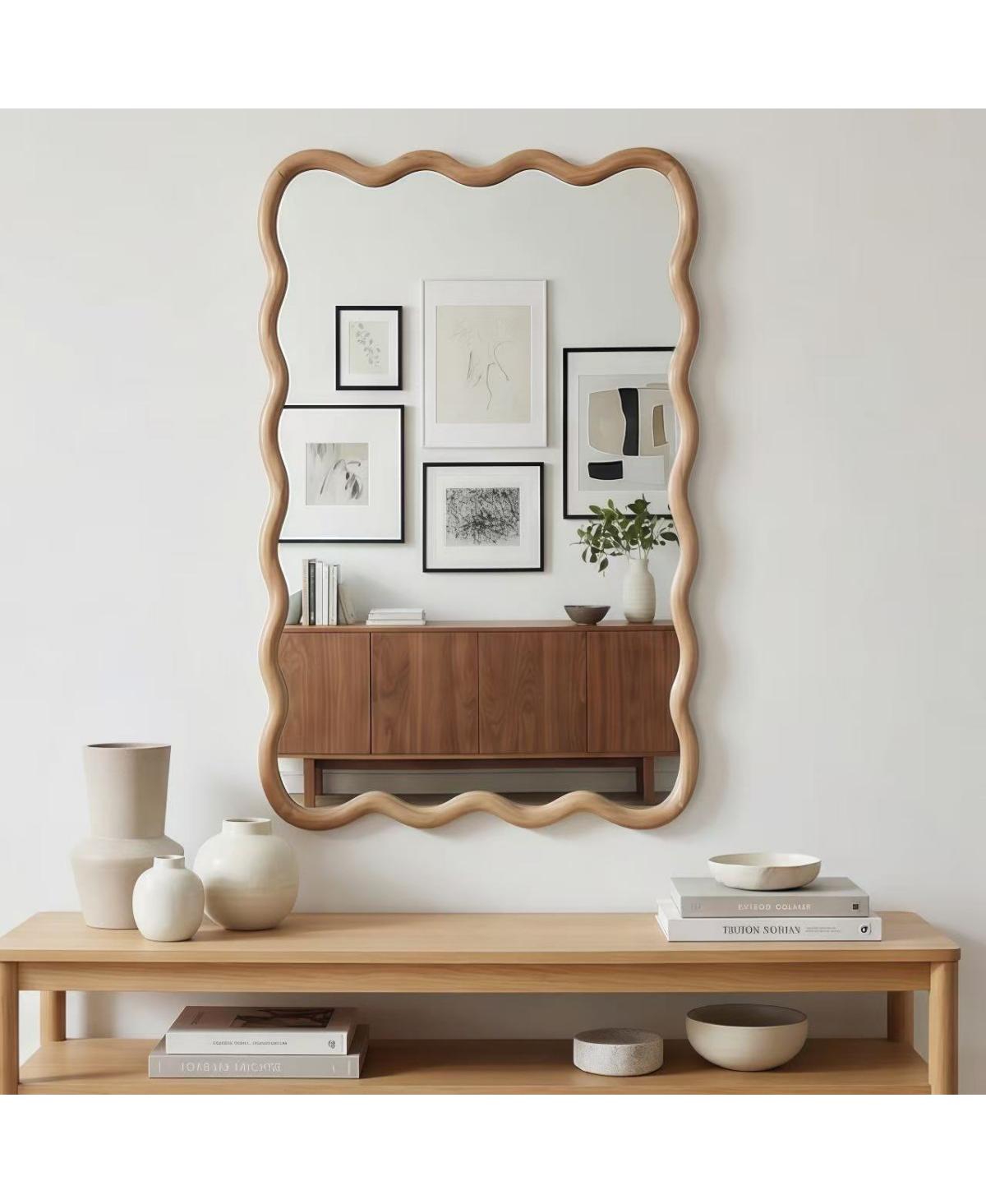 Click here for Laoties Wood Wall Mirror  Wavy Rectangle Bathroom... prices
