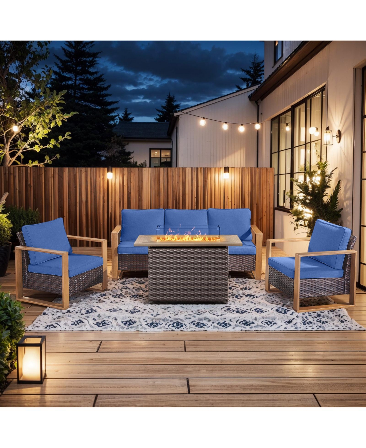 Click here for Pocassy 4 Piece Patio Furniture Set 41in Fire Pit... prices