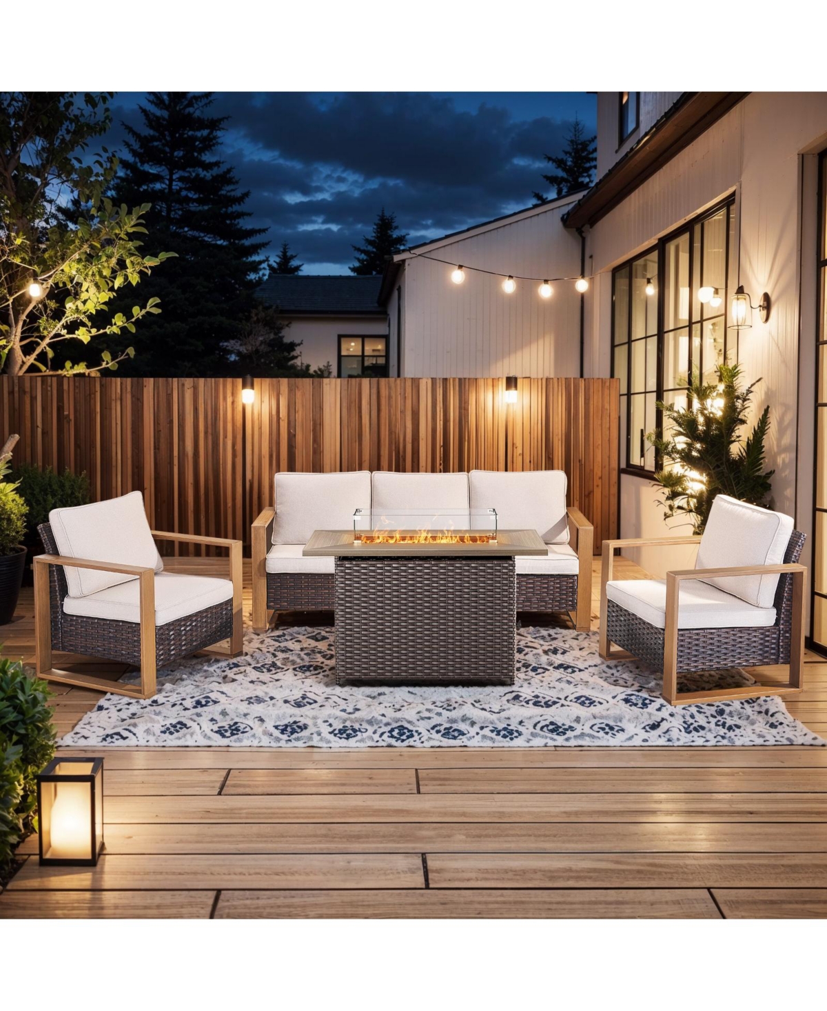 Click here for Pocassy 4 Piece Patio Furniture Set 41in Fire Pit... prices