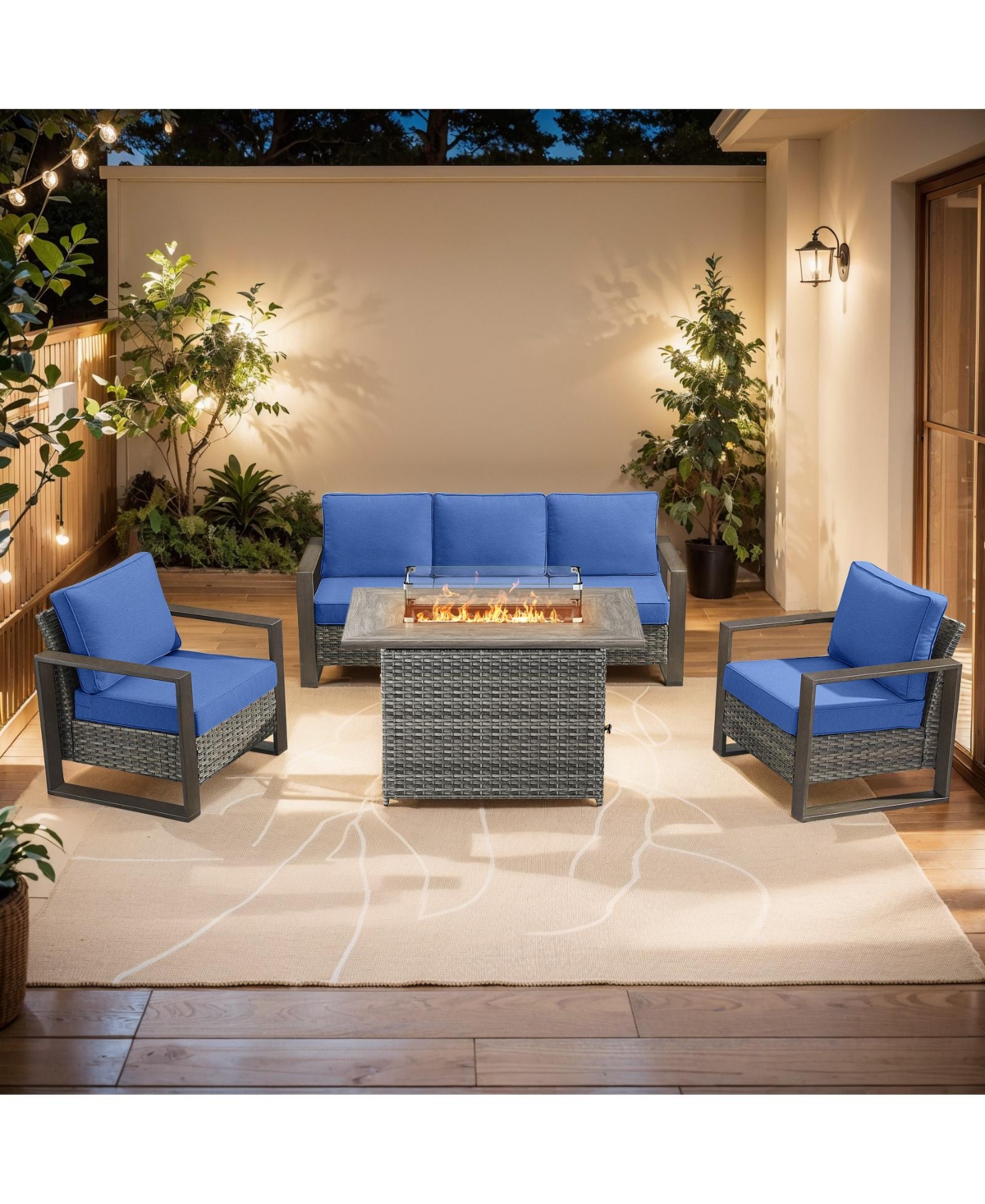 Click here for Pocassy 4 Piece Patio Furniture Set 41in Fire Pit... prices
