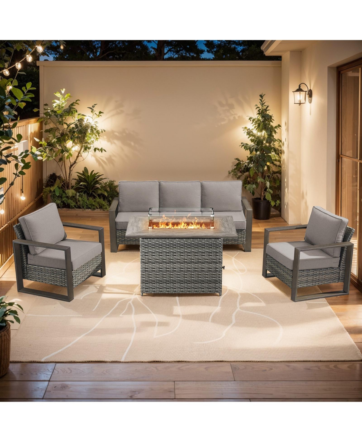 Click here for Pocassy 4 Piece Patio Furniture Set 41in Fire Pit... prices