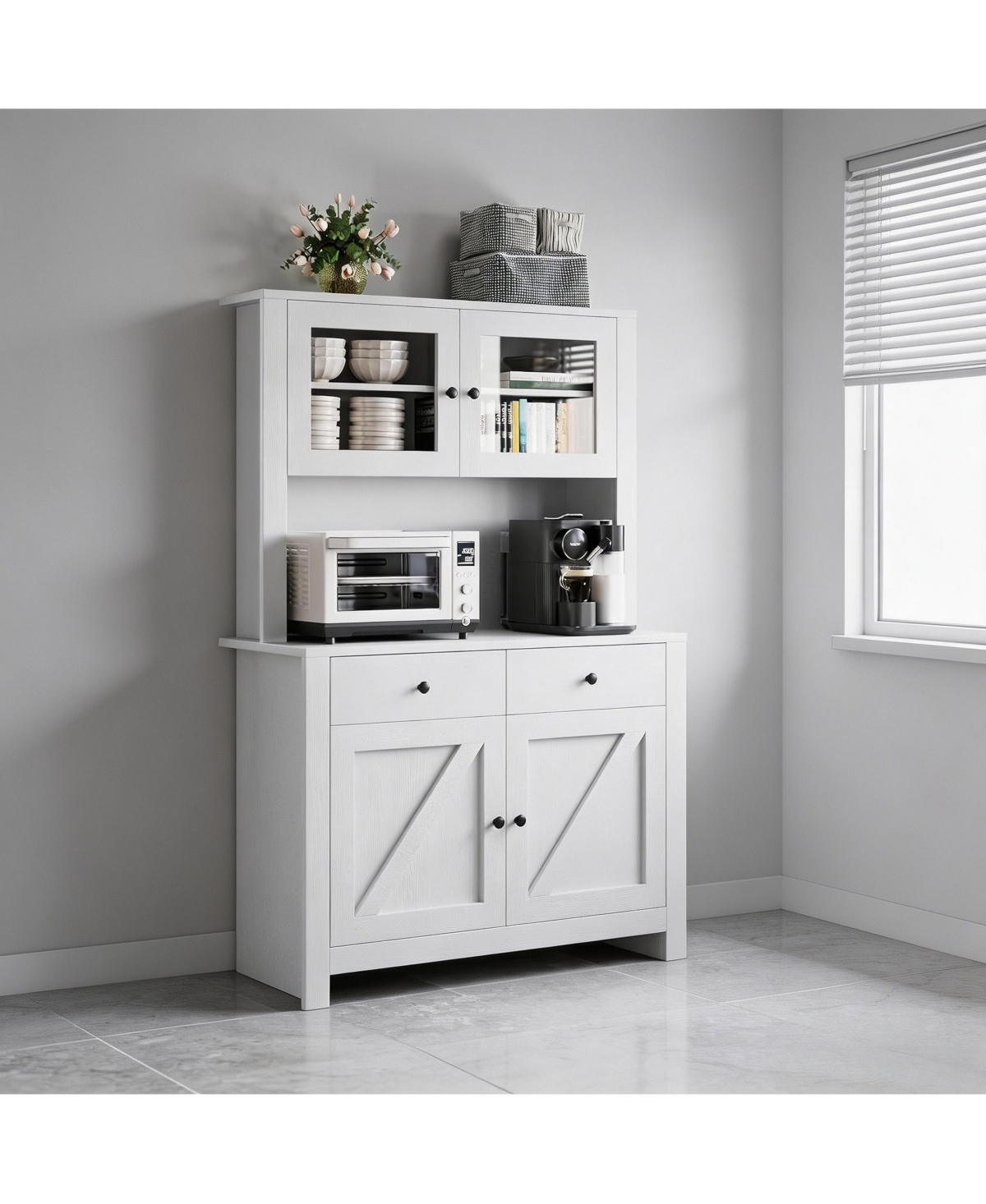 Click here for homfan Modern Farmhouse Pantry Cabinet  Engineered... prices