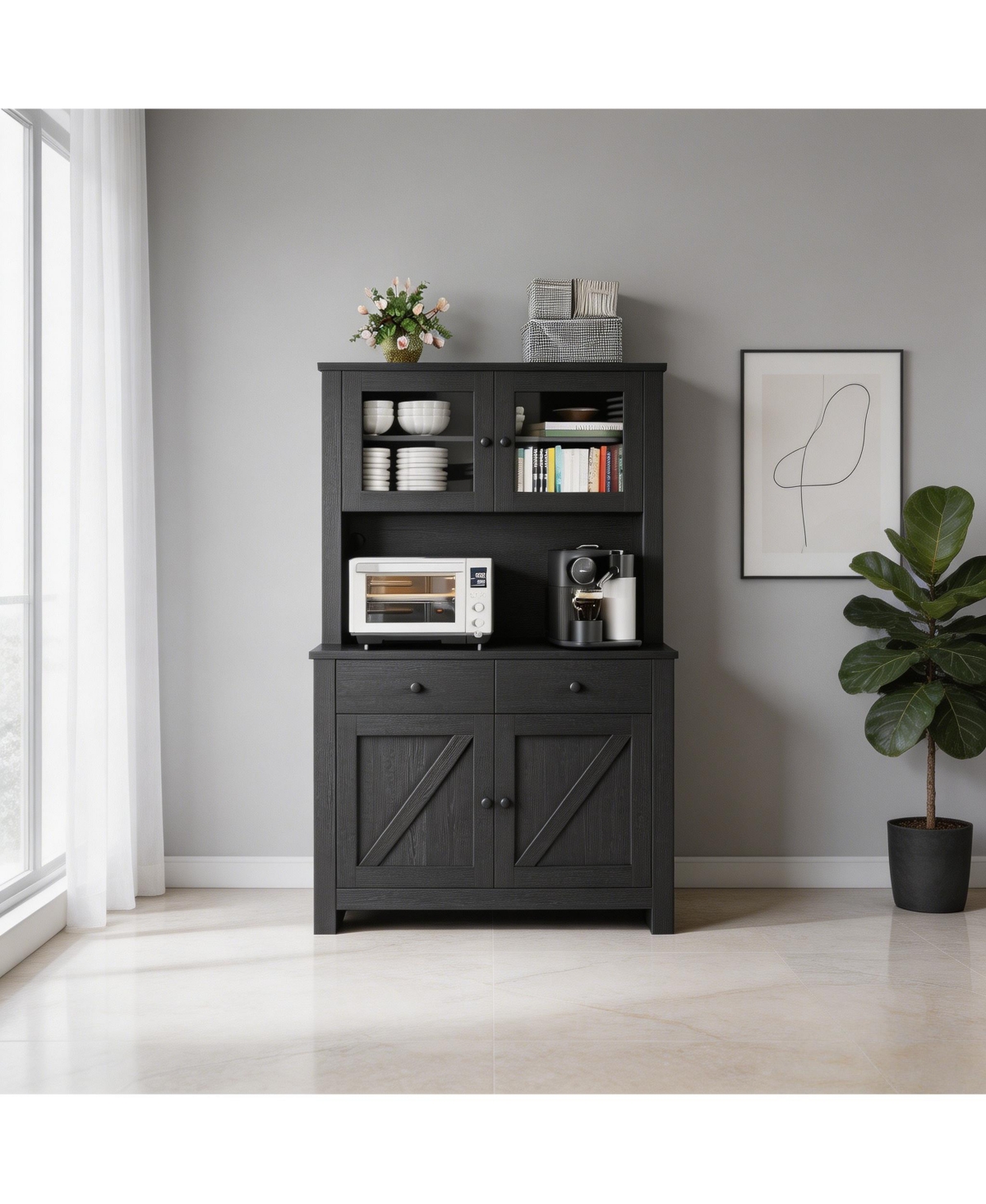 Click here for homfan Modern Farmhouse Pantry Cabinet  Engineered... prices