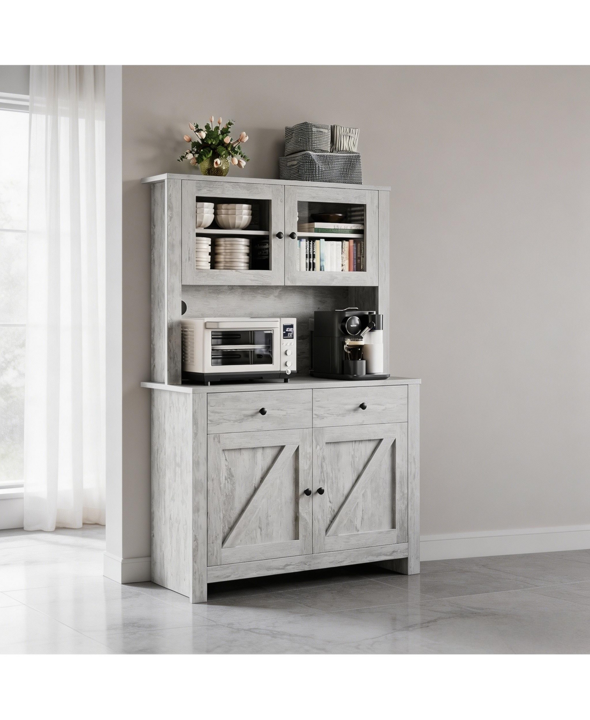 Click here for homfan Modern Farmhouse Pantry Cabinet  Engineered... prices