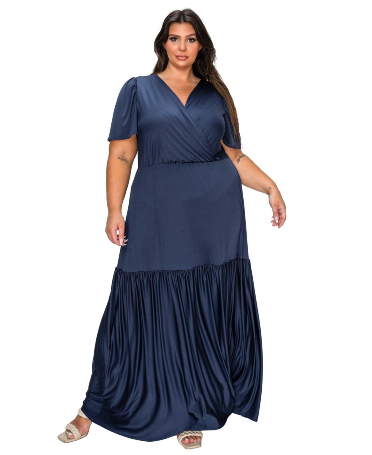 Click here for L I V D Womens Plus Size Violetta Tiered Surplice... prices