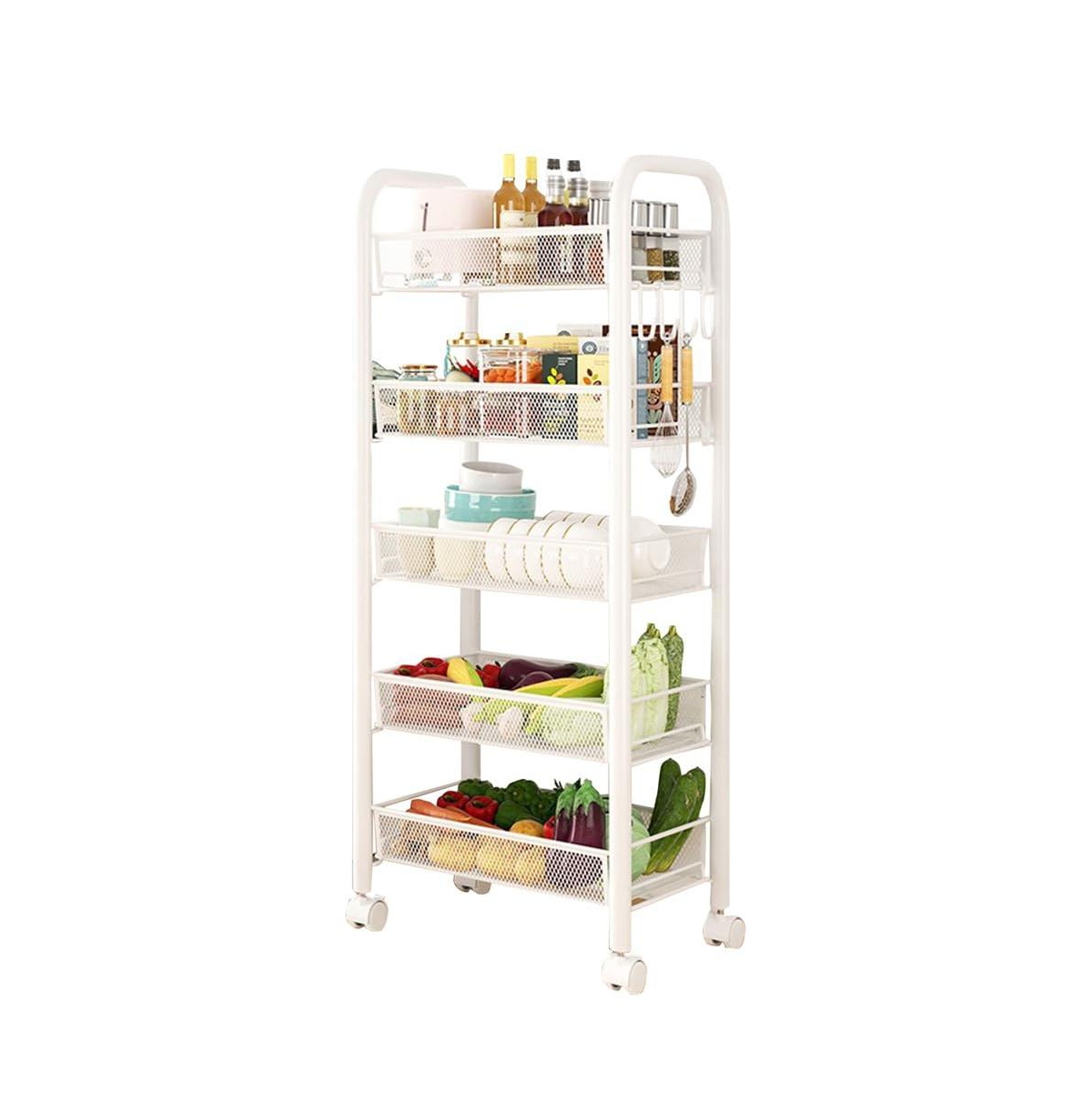 Click here for homfan 5 Tier Rolling Storage Shelf  Metal Bookcas... prices