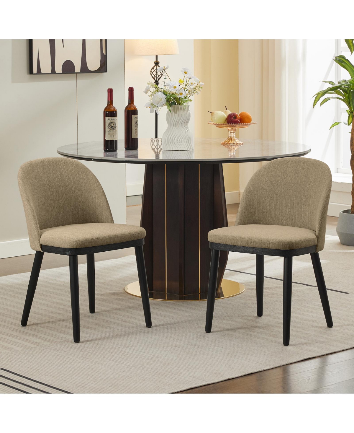 Click here for homfan Set of 2 Wooden Dining Chairs  Upholstered... prices