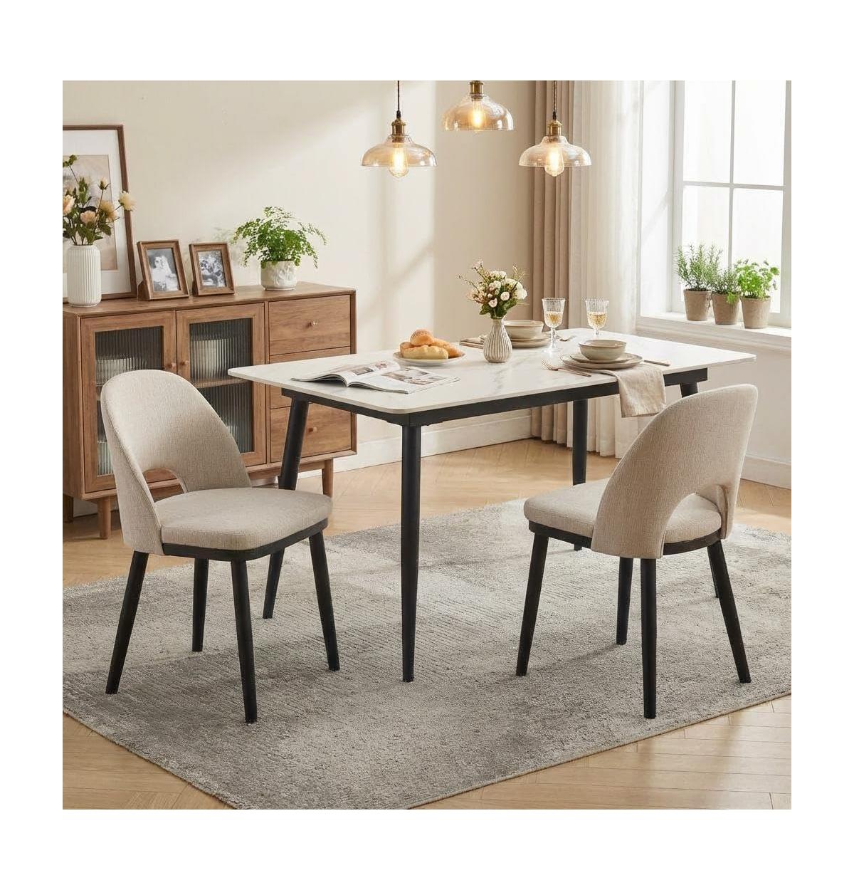 Click here for homfan Set of 2 Wooden Dining Chairs  Upholstered... prices