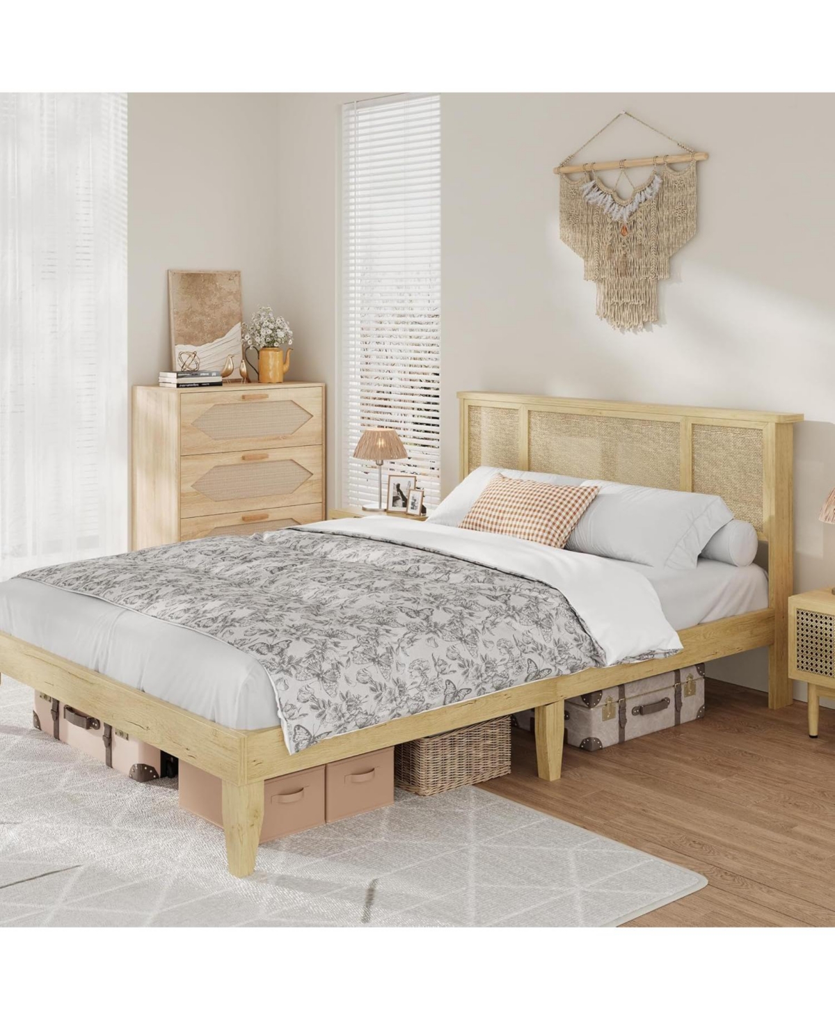 Click here for gaomon Full Bed Frame with Natural Rattan Headboar... prices