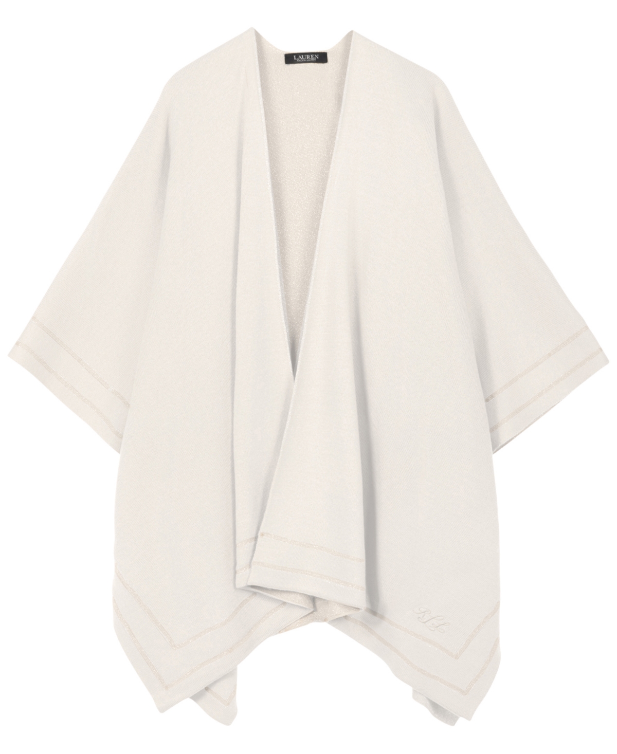 Click here for Lauren Ralph Lauren Script Logo Shine Border Ruana... prices