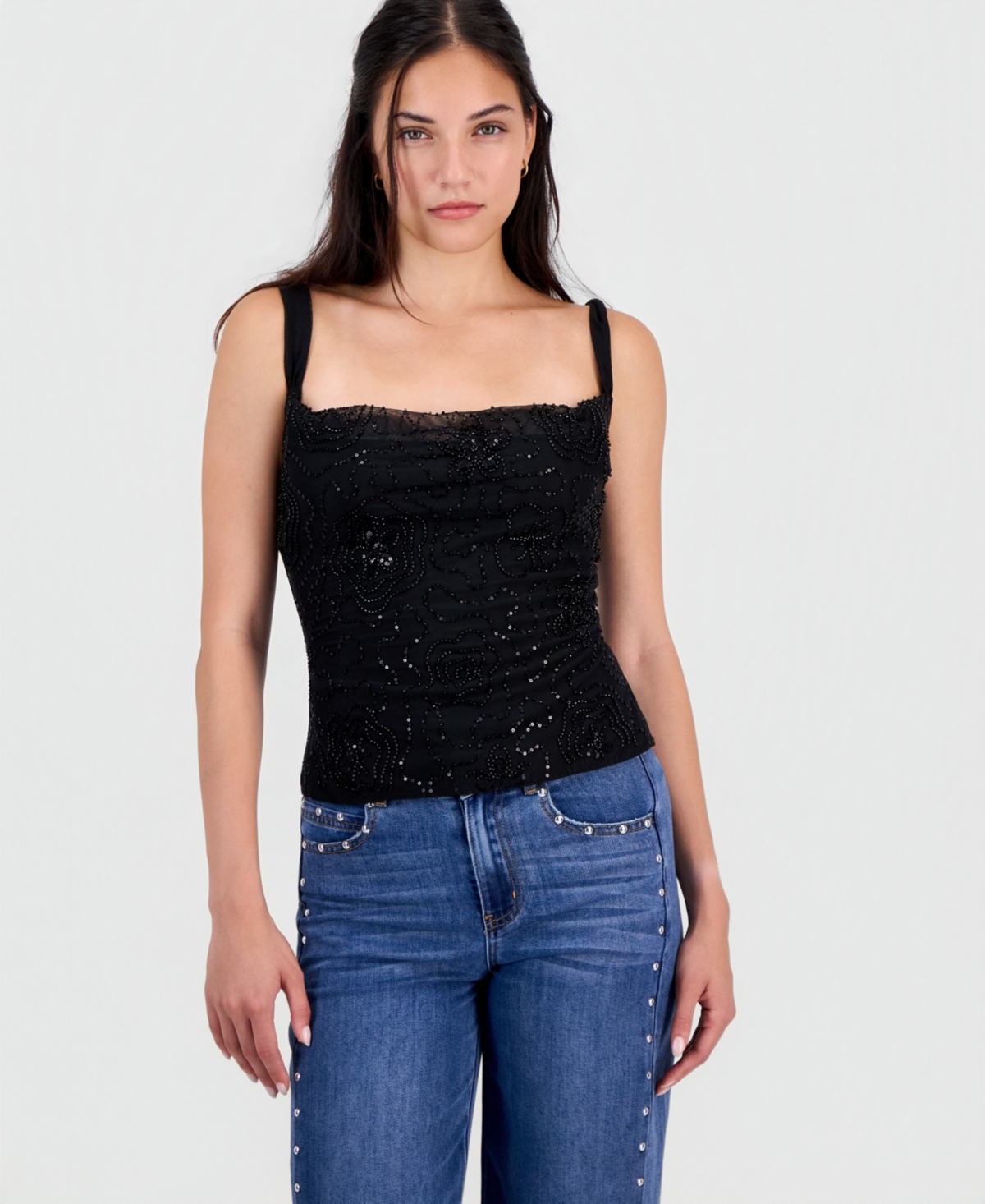 Click here for Fvr Drm Juniors Beaded Tank Top - Black prices
