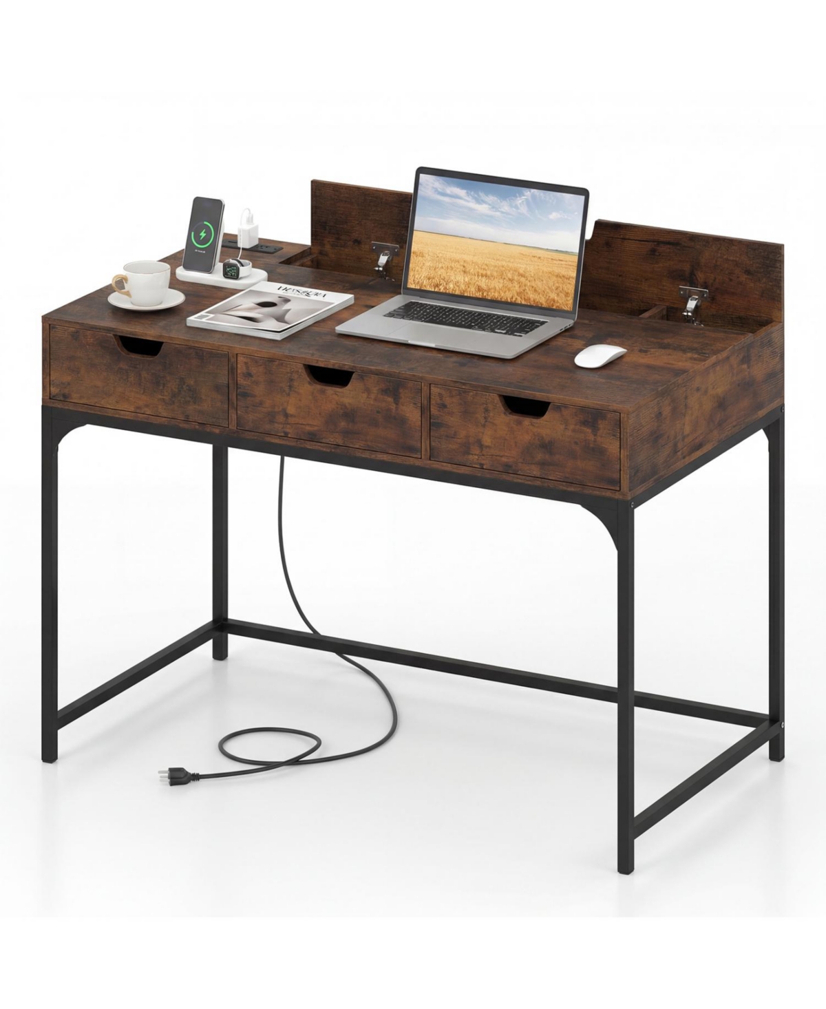Click here for Slickblue Modern Computer Desk with Charging Stati... prices