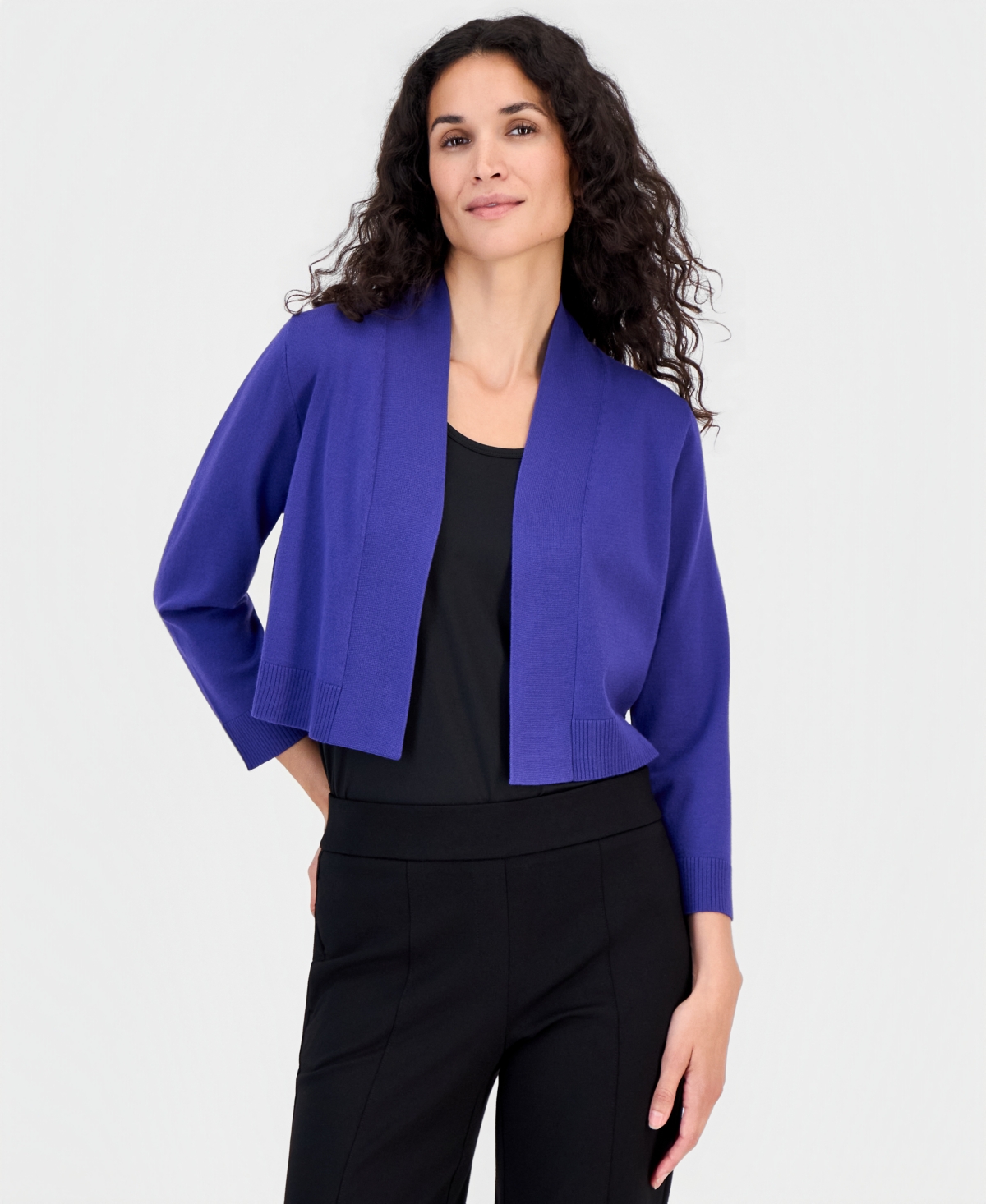 Click here for Kasper Womens Collarless Cropped Long-Sleeve Cardi... prices
