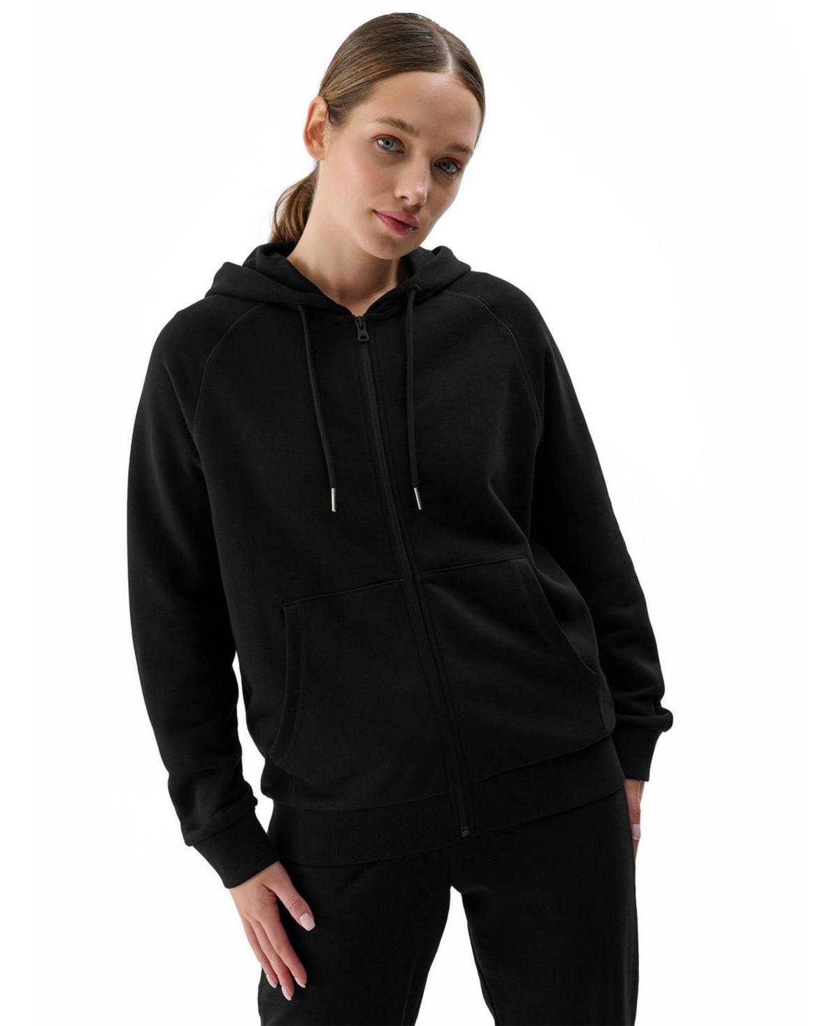 Click here for 4F Womens Zip-Up Hooded Sweatshirt - Deep black prices